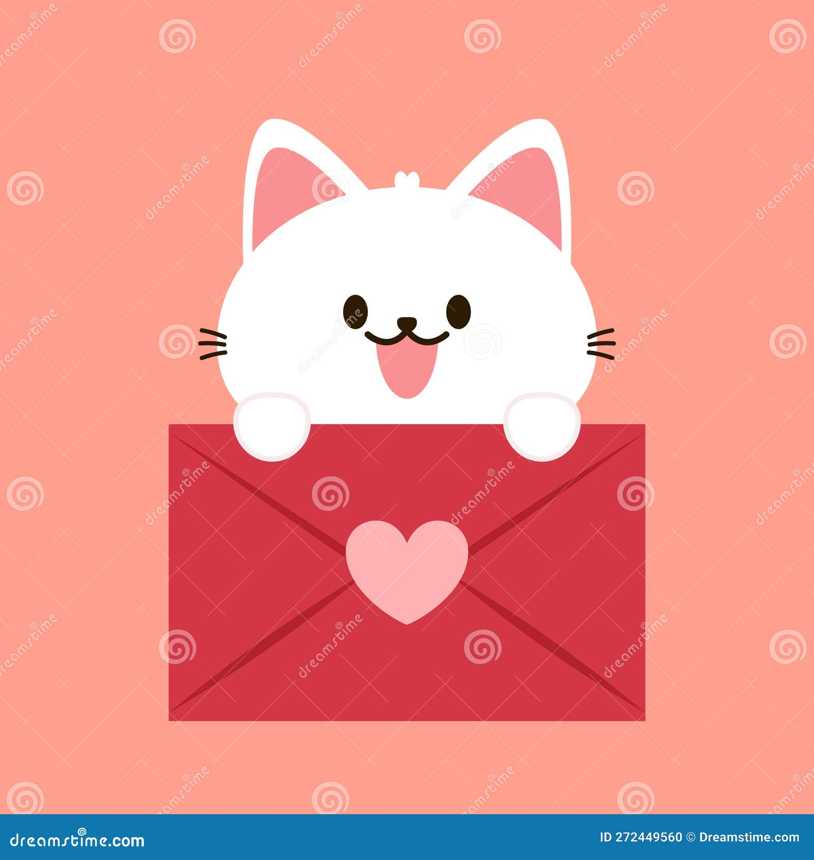 Cartoon Cat Biting a Huge Heart. Stock Vector - Illustration of fate ...