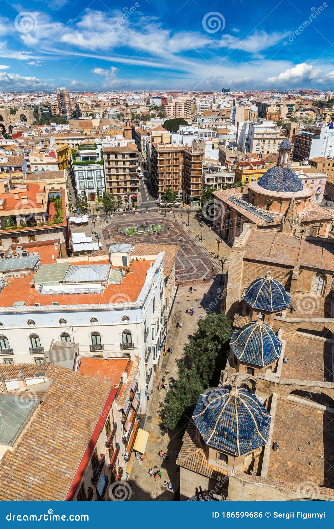 Valencia aerial skyline stock photo. Image of spain - 186599686