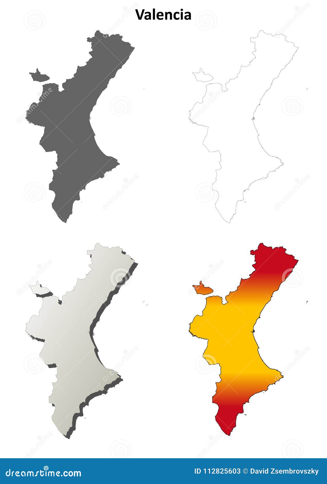 Valencia Outline Map Vector Illustration | CartoonDealer.com #360427280