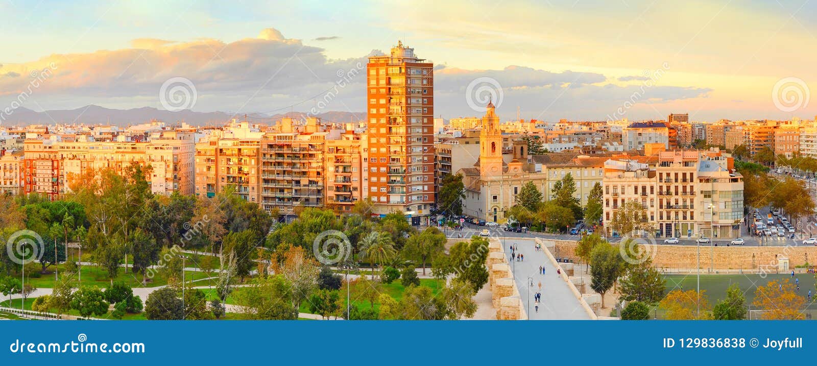 Valencia City Panorama, Spain Stock Photo - Image of large, aerial ...