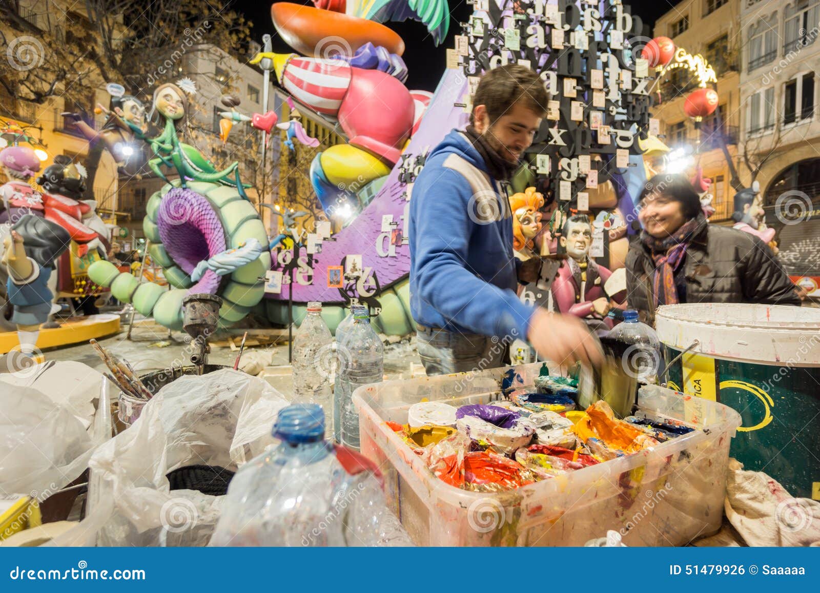 Valencia in Fallas 2015, Working for Les Falles Editorial Photo - Image ...