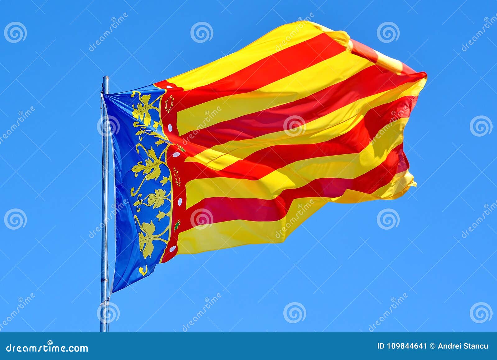 Valencia Flag stock image. Image of spain, outdoor, blue - 109844641