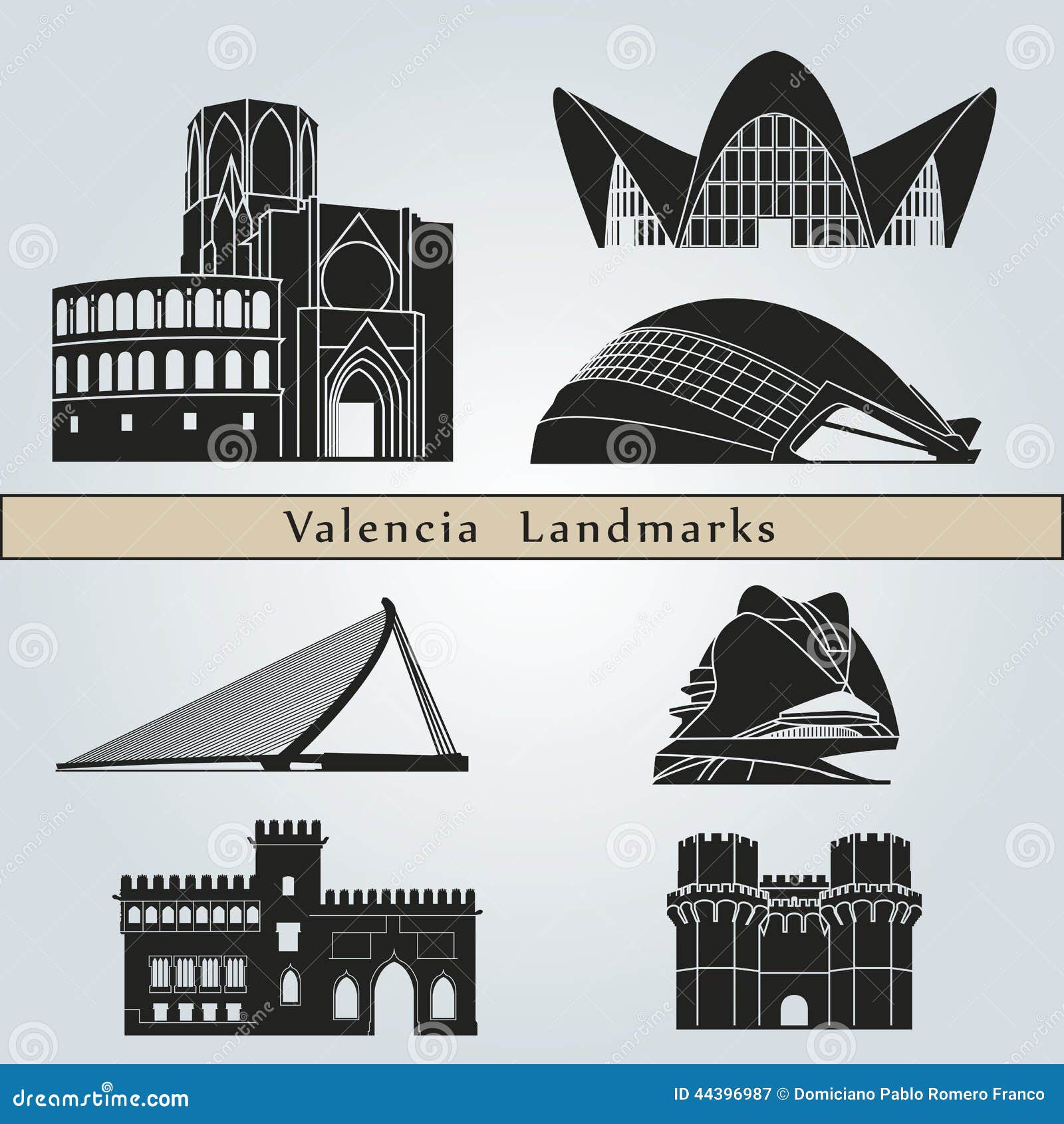 Valencia Landmarks ilustración del vector. Ilustración de rascacielos ...