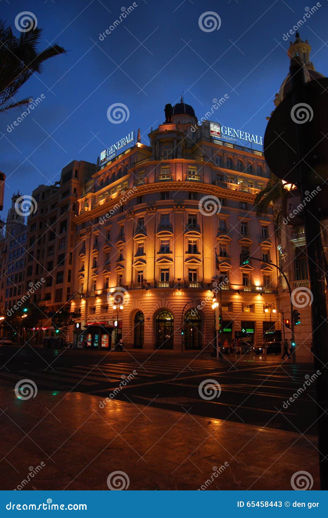 Valencia at night stock image. Image of world, tower - 65458443