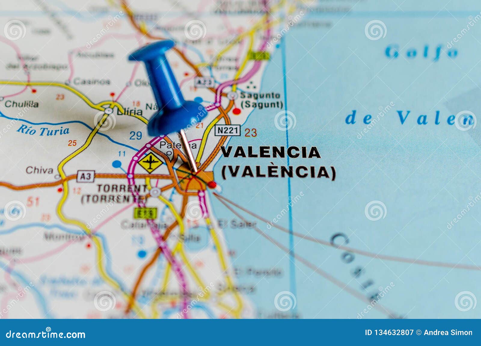 Valencia op kaart stock afbeelding. Image of gebied - 134632807