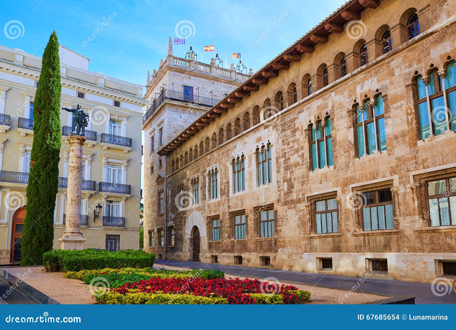 Valencia Palau Generalitat in Manises Square Spain Stock Photo - Image ...