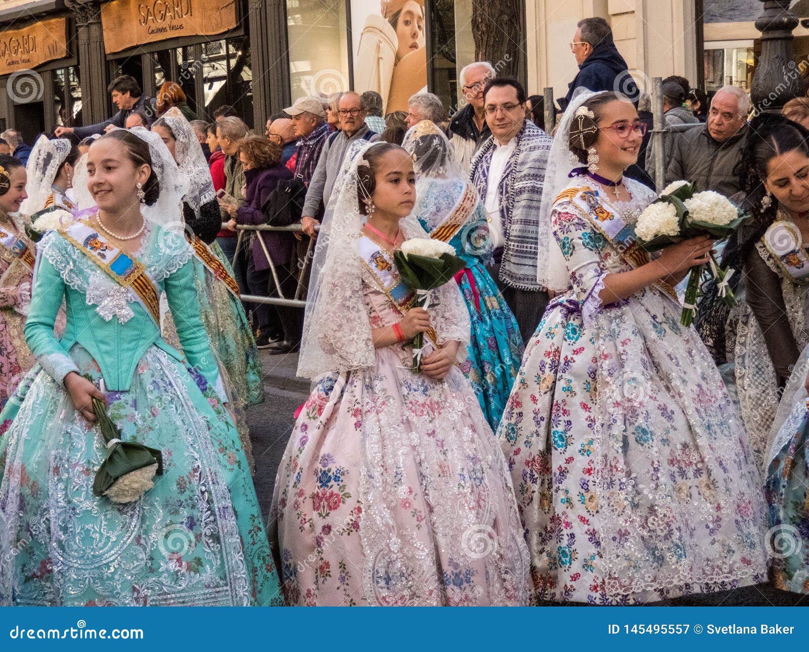 Valencia, Spain, Fallas Parade with Falleras Editorial Photography ...