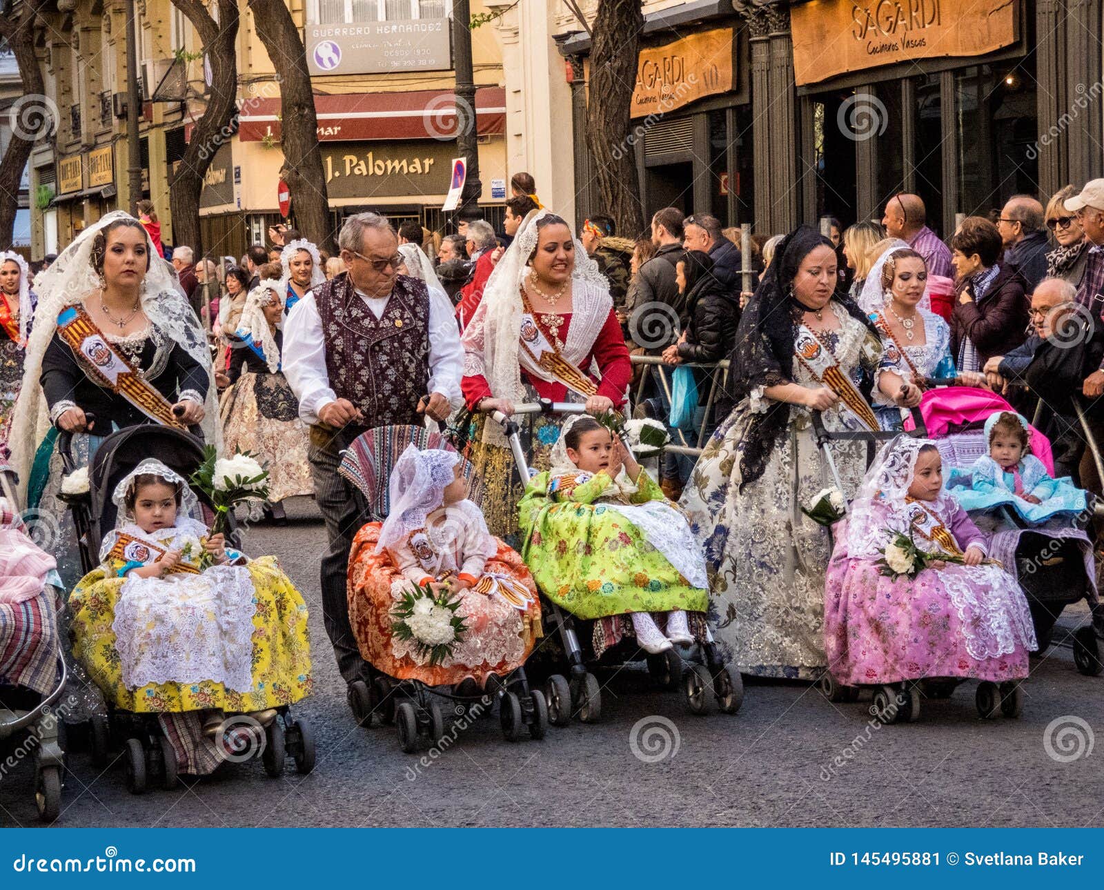 Valencia, Spain, Fallas Parade with Falleras Editorial Photo - Image of ...