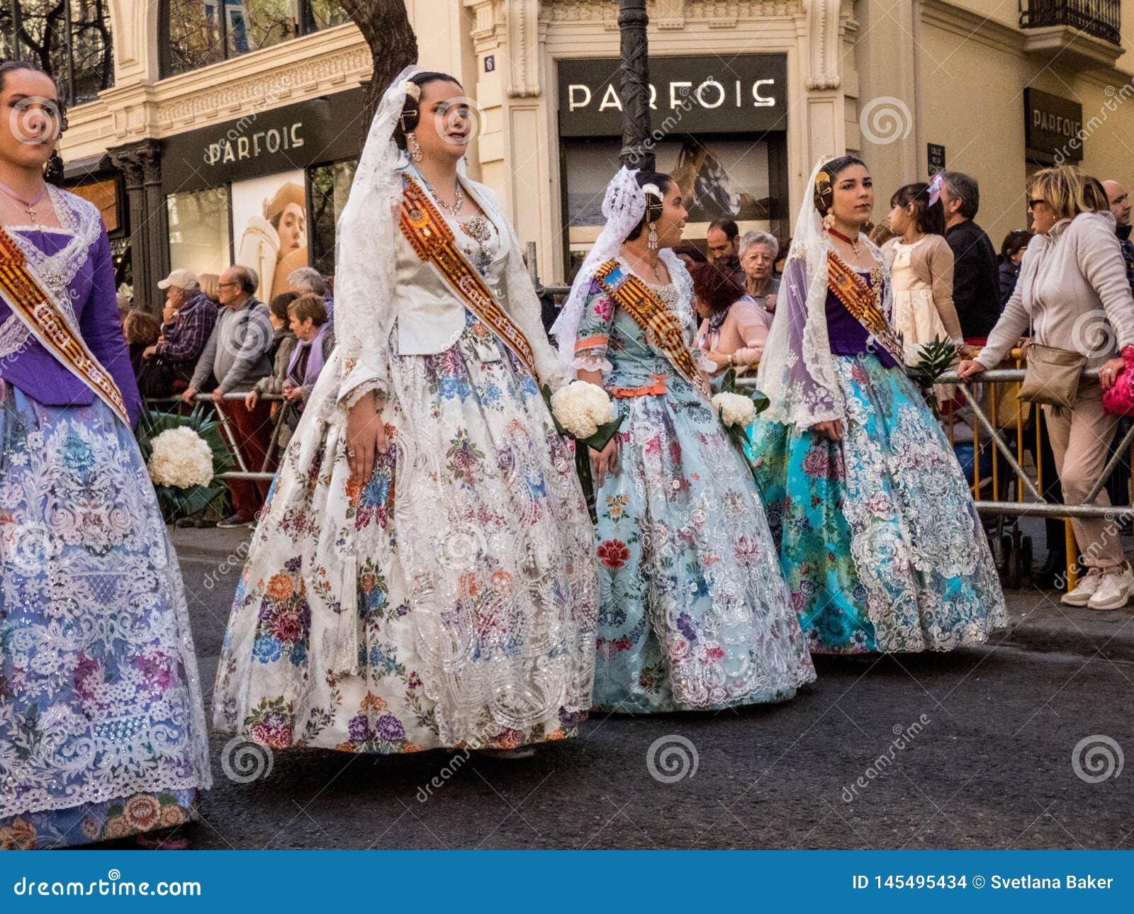 Valencia, Spain, Fallas Parade with Falleras Editorial Stock Image ...