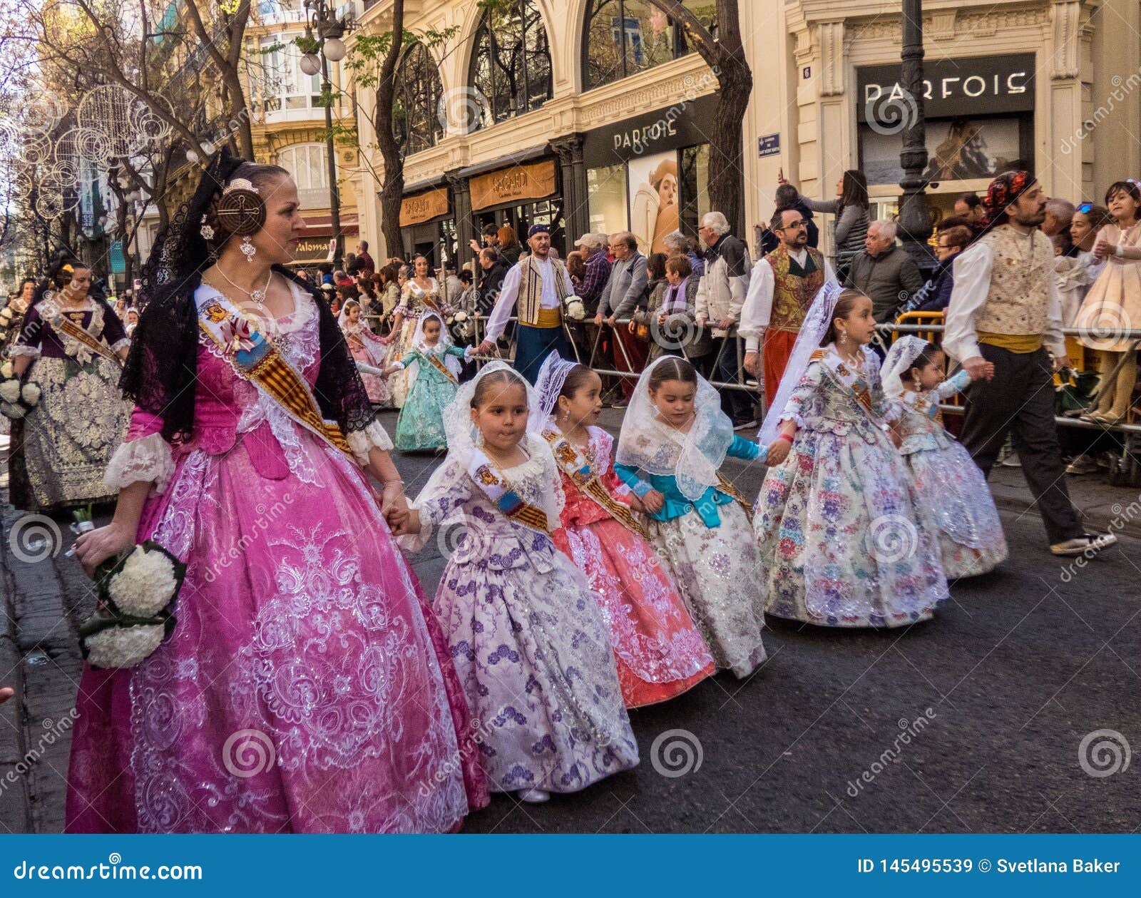 Valencia, Spain, Fallas Parade with Falleras Editorial Stock Image ...