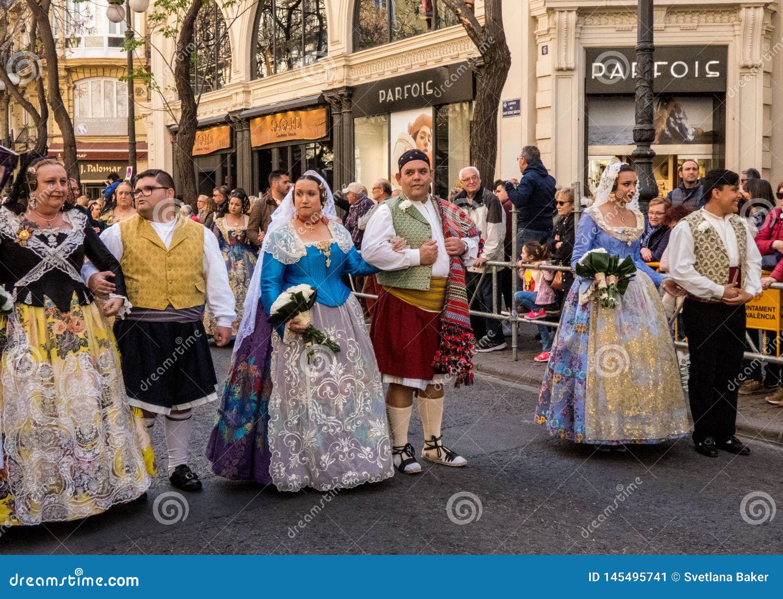 Valencia, Spain, Fallas Parade with Falleras Editorial Photo - Image of ...