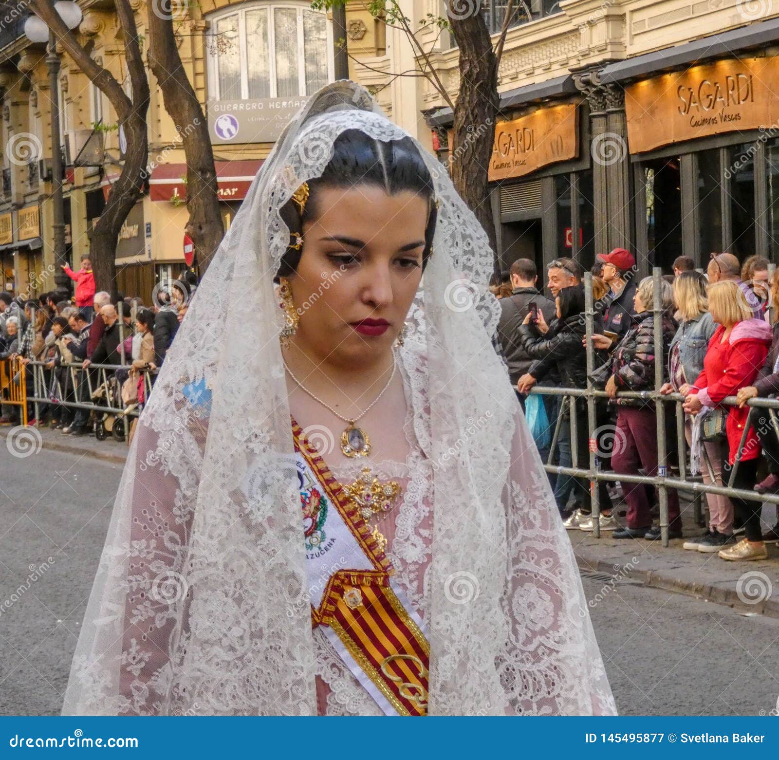 Valencia, Spain, Fallas Parade with Falleras Editorial Photography ...