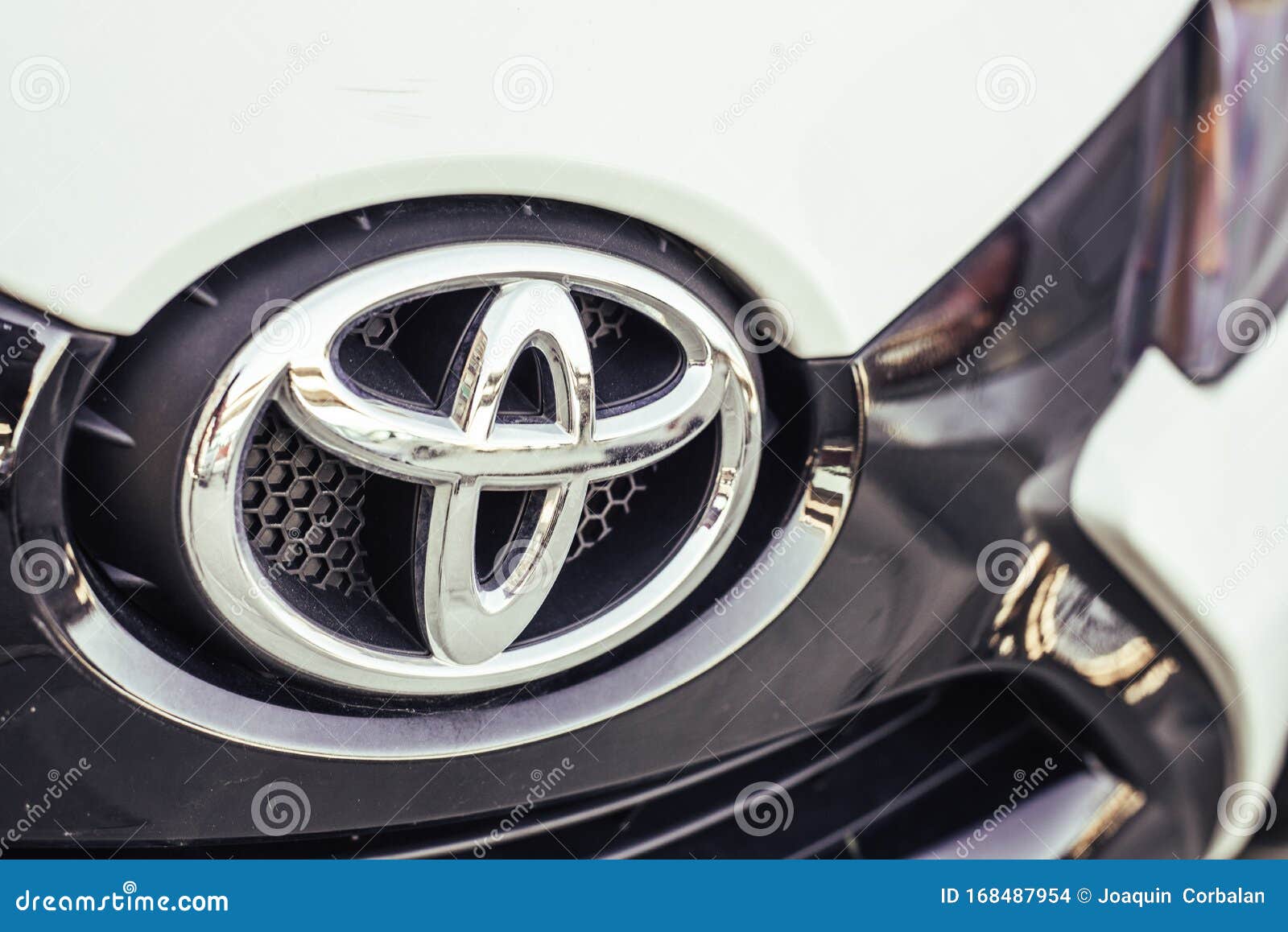 Valencia, Spain - January 13, 2019: Logo of the Car Manufacturer Toyota ... Valencia, Spain - January 13, 2019: Logo of the Car Manufacturer Toyota ...