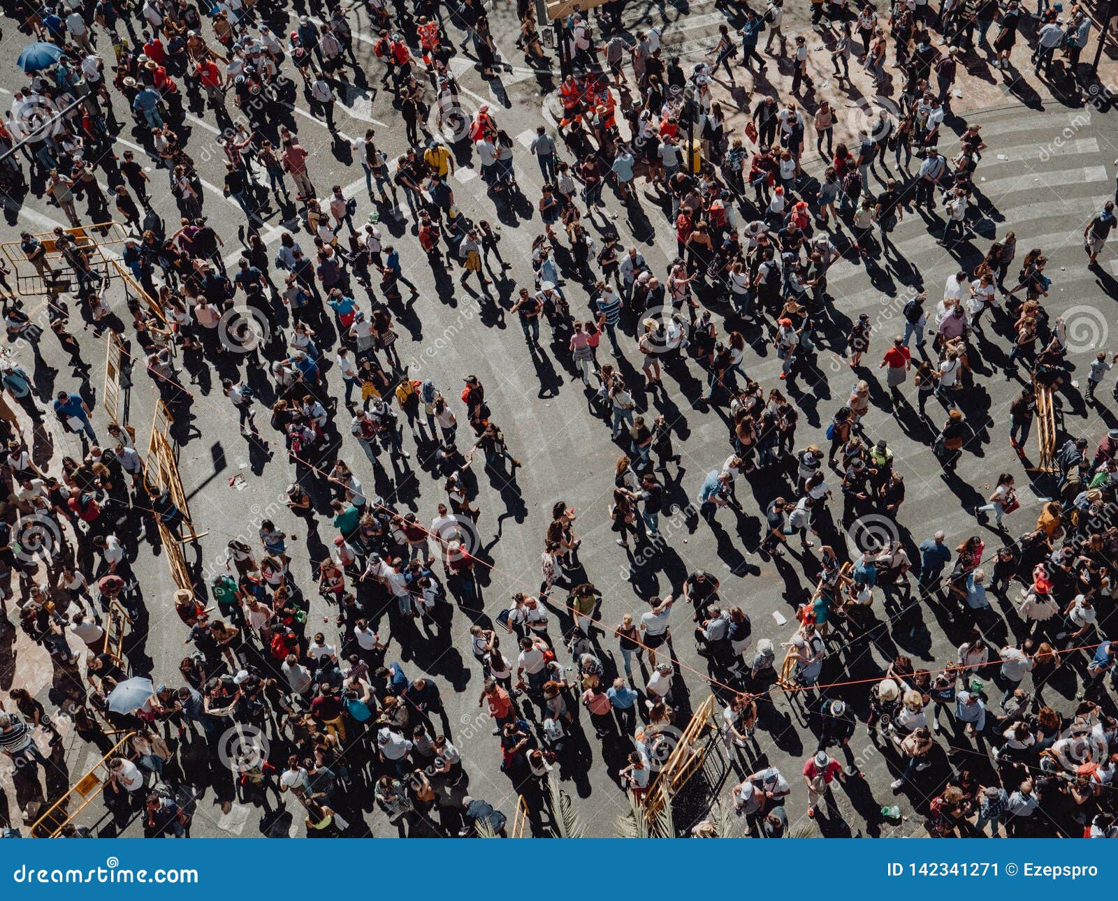 Valencia - Spain, March 17, 2019: Crowd of People through the Streets ...