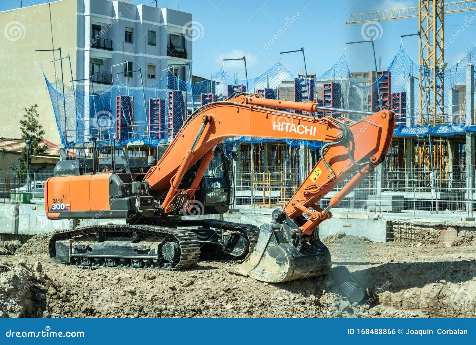 Valencia, Spain - March 30, 2019: Hitachi Backhoe Working on the ...