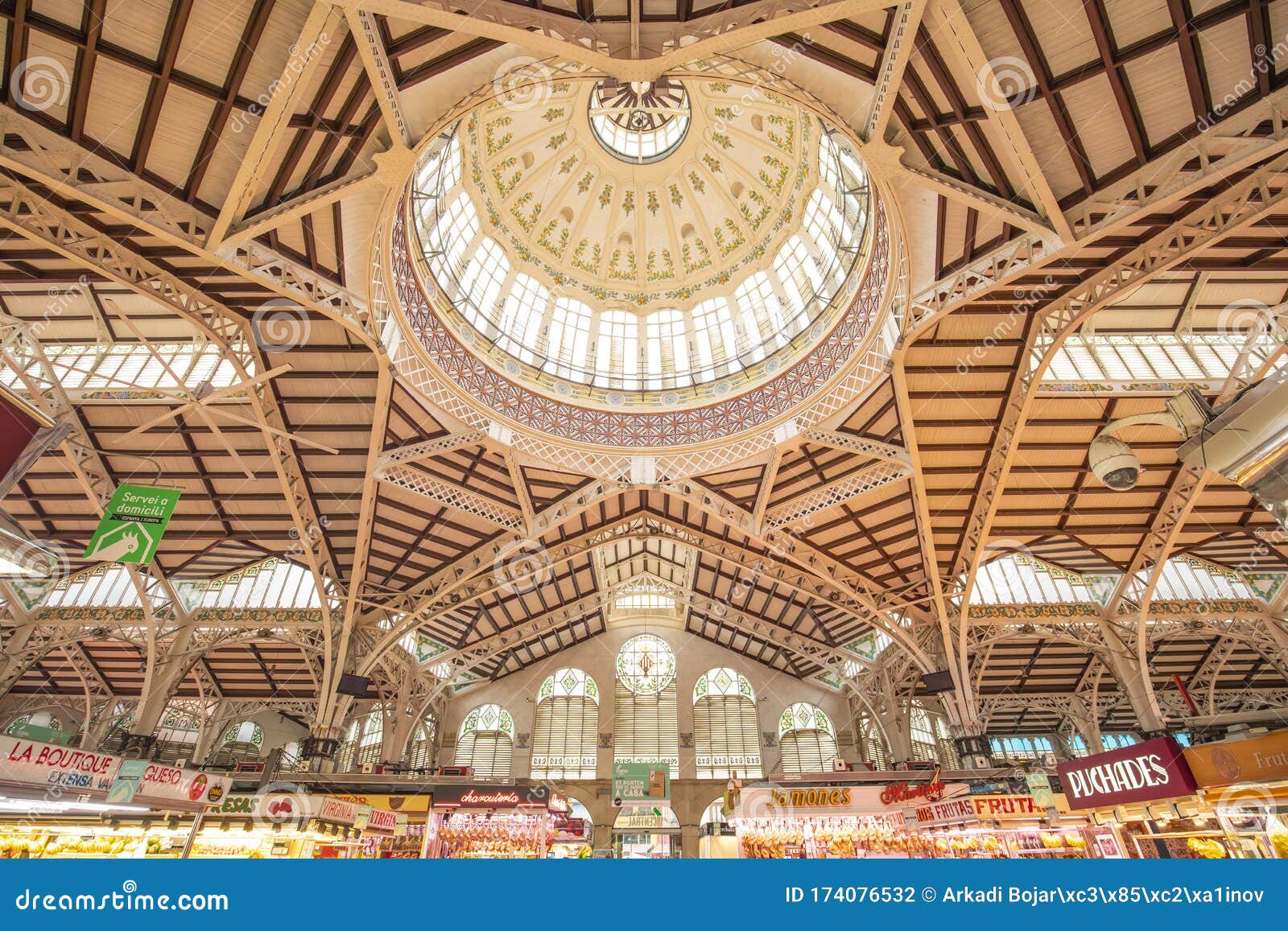 Wide View of Valencia Central Market Editorial Photography - Image of ...