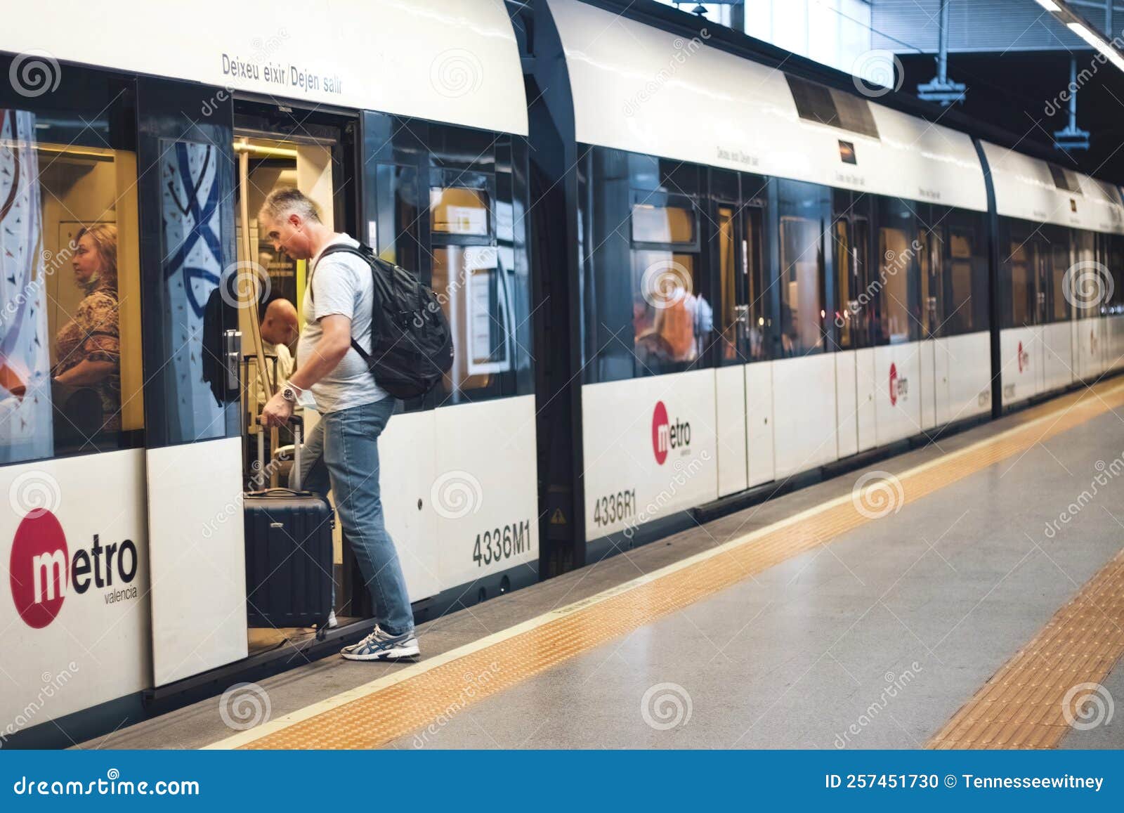 Valencia, Spain - September 10 2022: Passengers Getting on a Subway ...