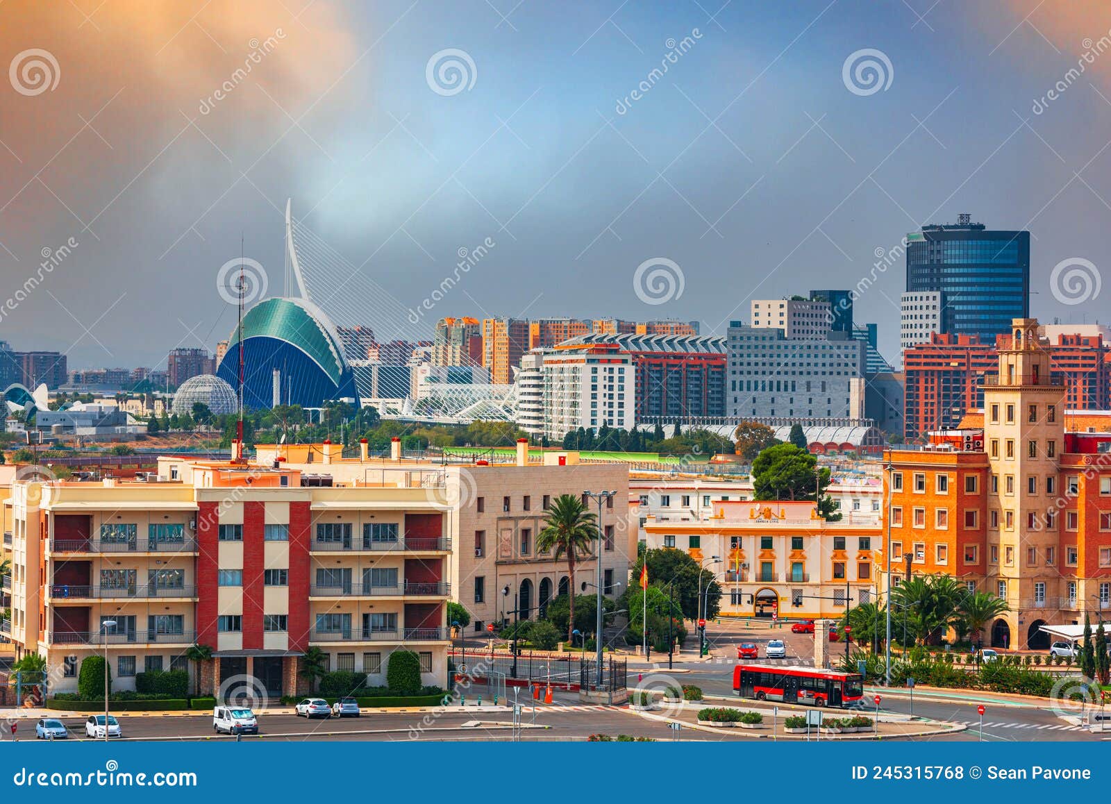 Valencia, Spain Skyline in the Afternoon Stock Photo - Image of center ...