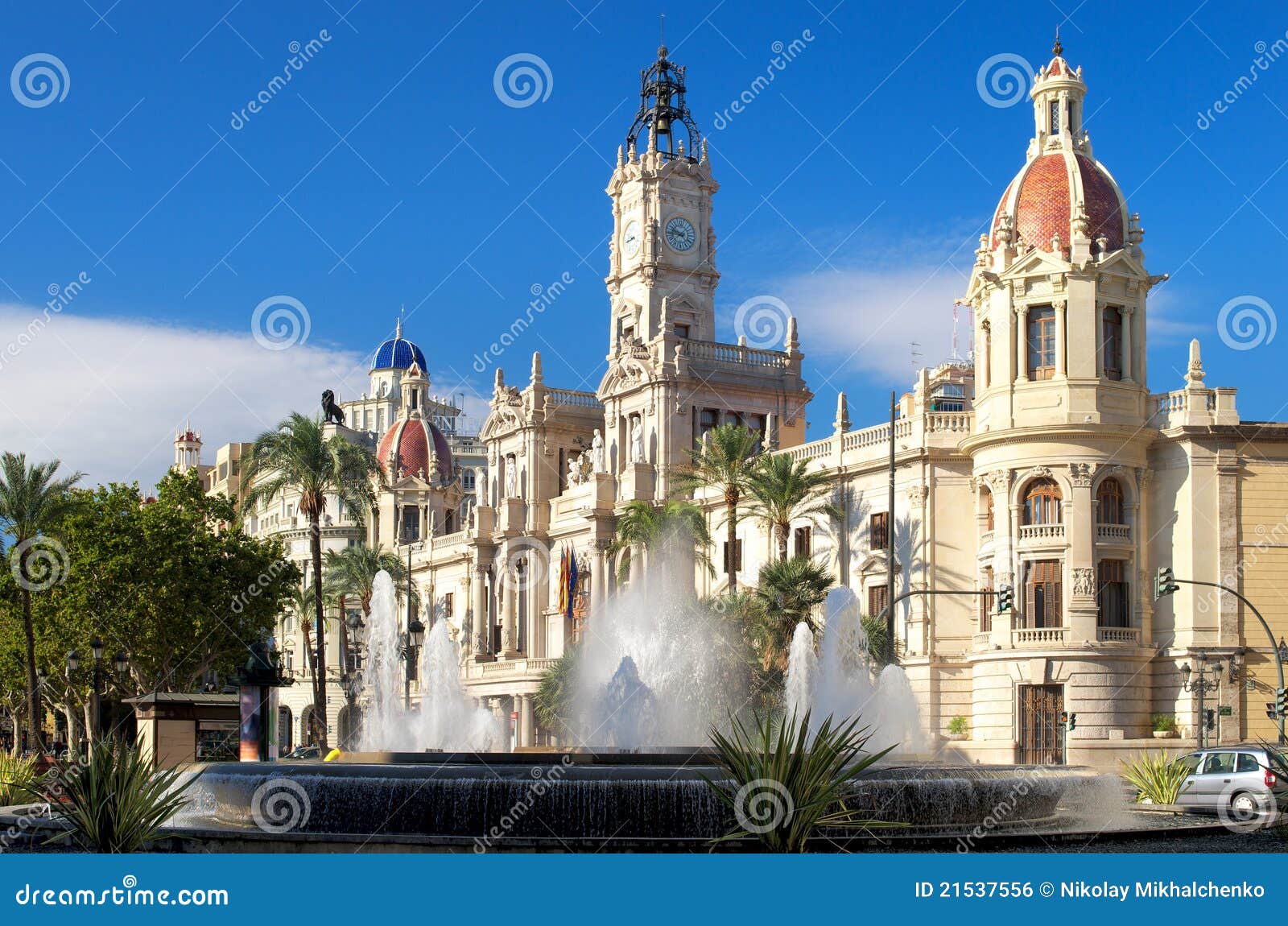 Valencia Old Town And Turia Fountain On Plaza De La Virgen Royalty-Free ...