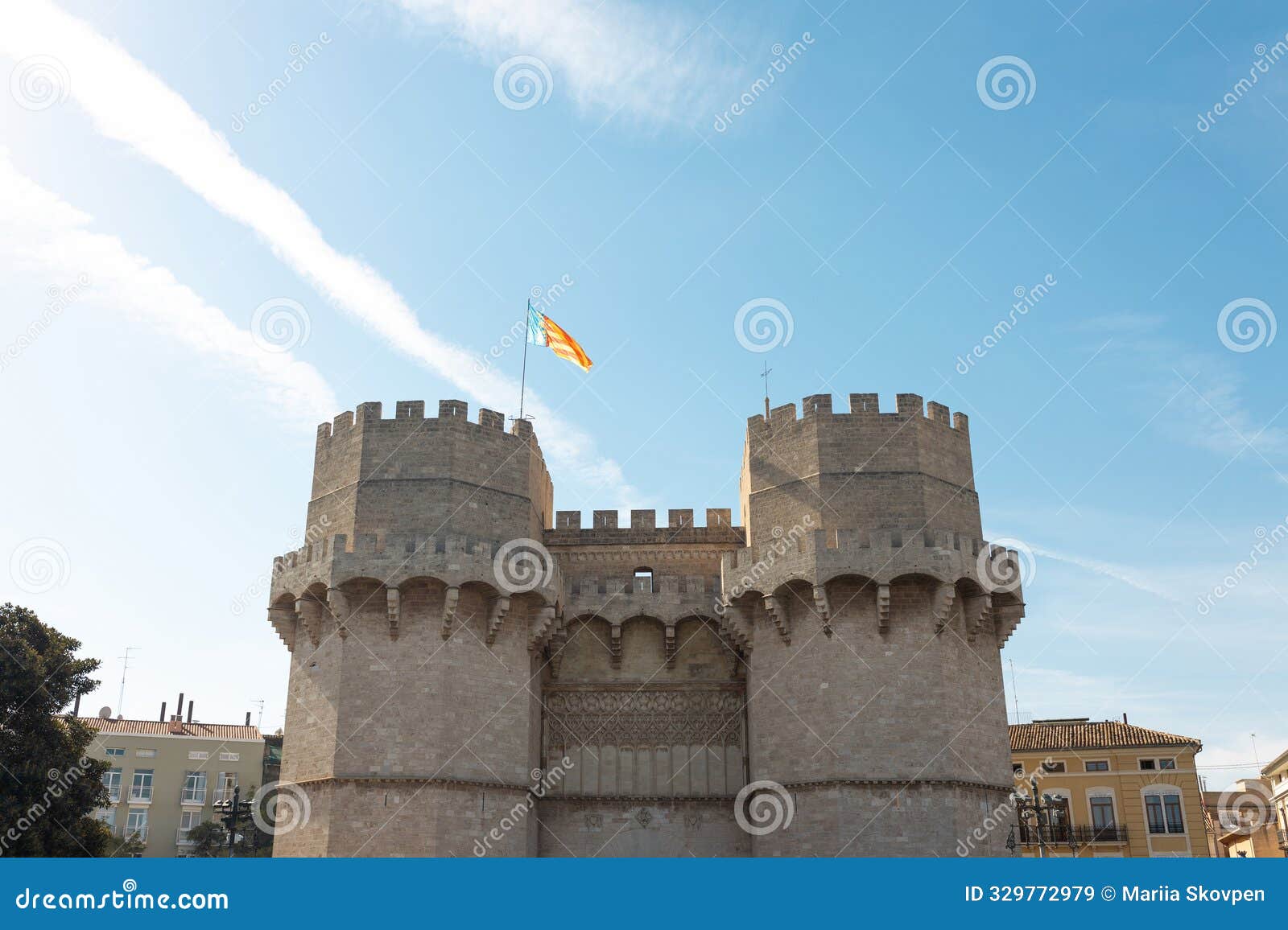The Valencian Community Flag Waving in the Wind. Torres De Quart ... The Valencian Community Flag Waving in the Wind. Torres De Quart ...