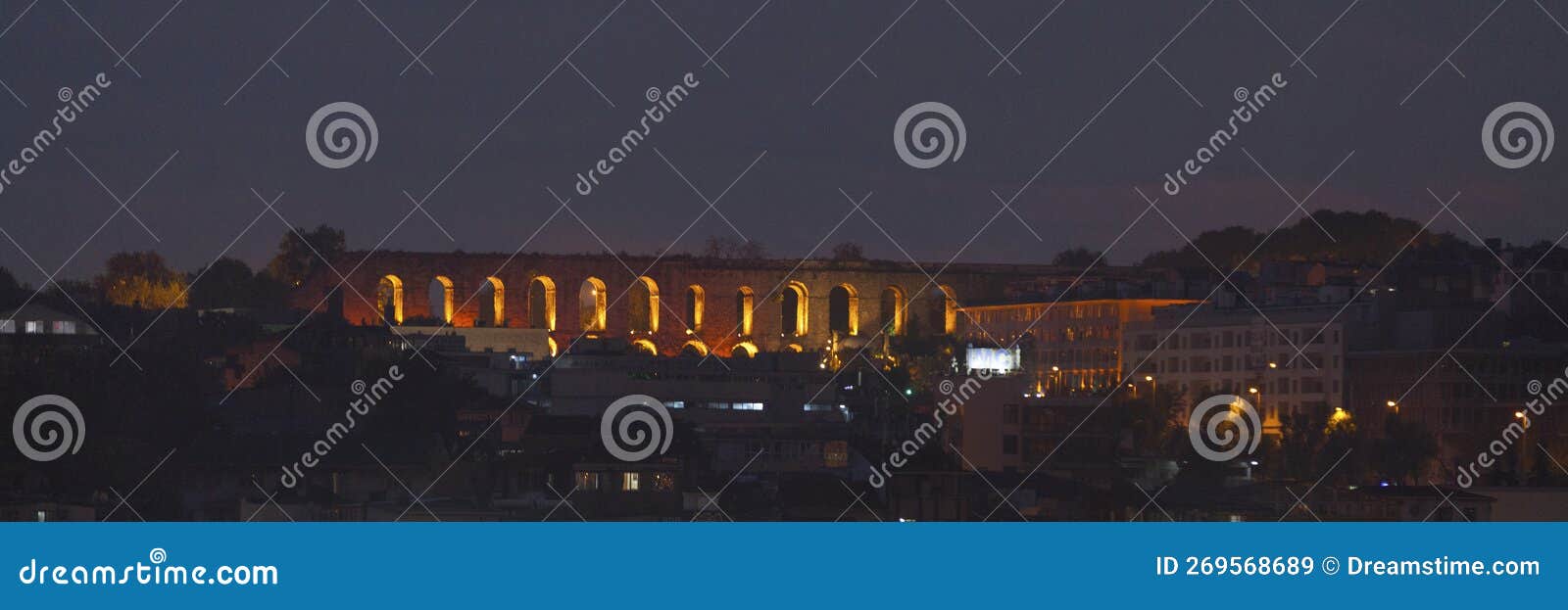 Valens Aqueduct in Istanbul at Night Stock Image - Image of ...