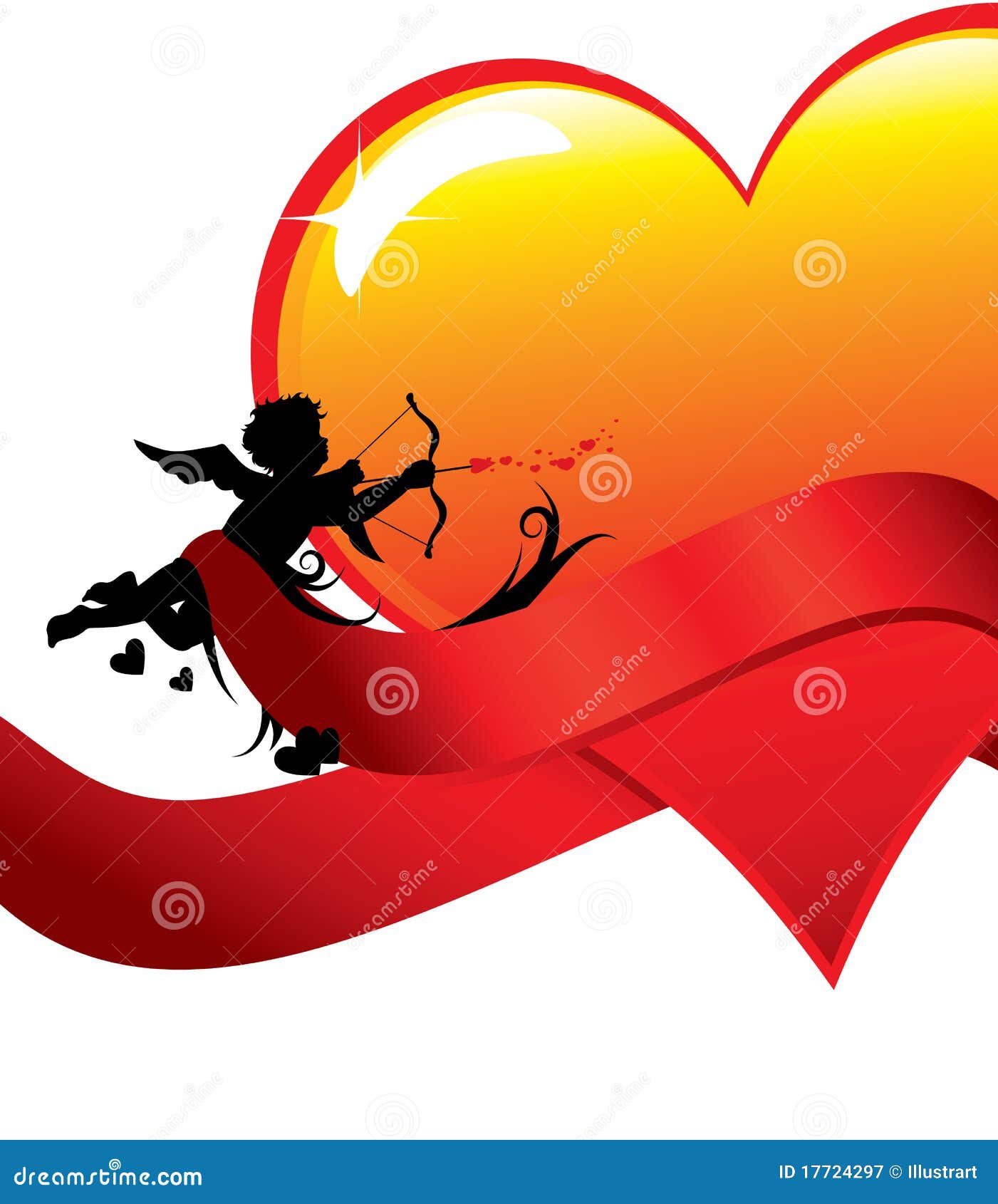 Valentine Background with Cupid and Heart Stock Vector - Illustration ...