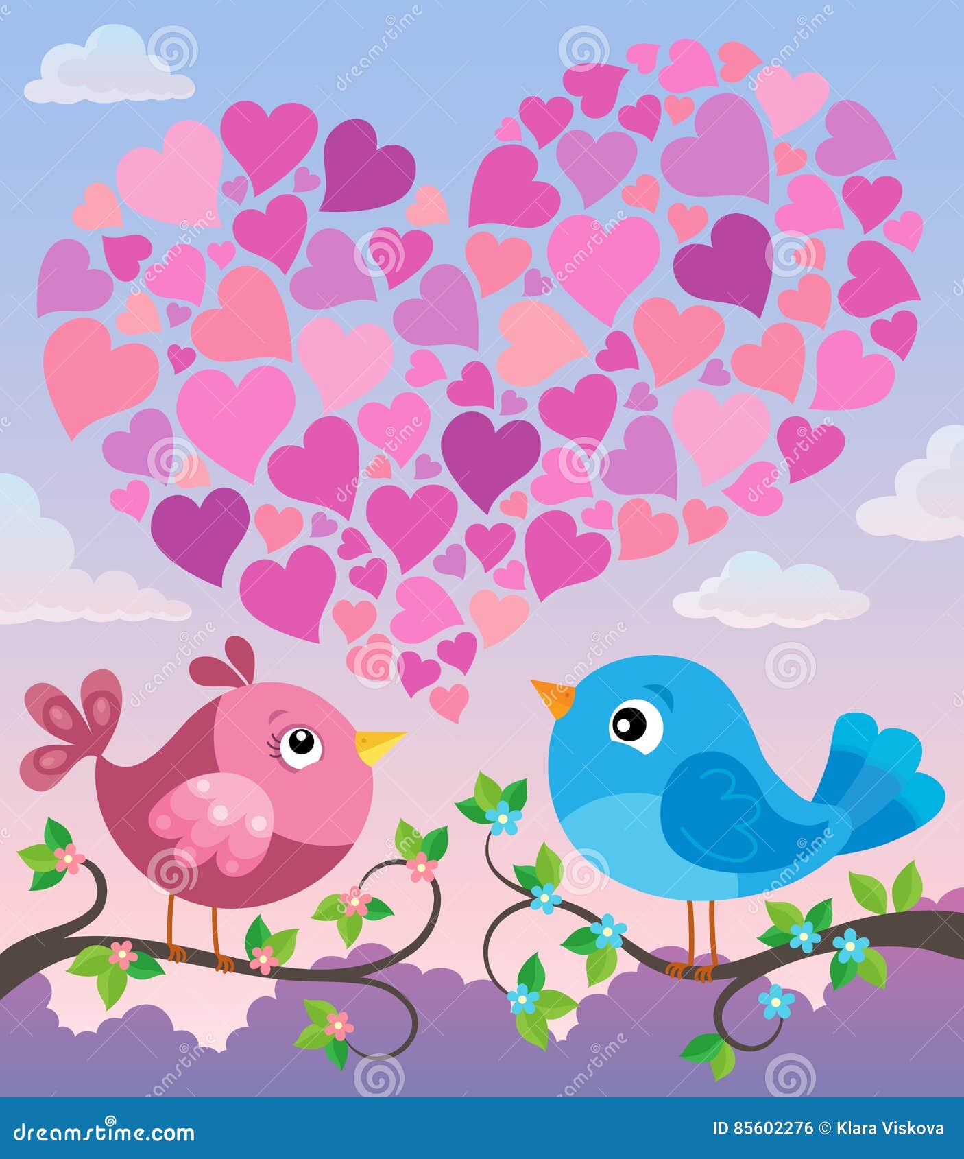 Valentine Birds with Heart Shape Theme 2 Stock Vector - Illustration of ...