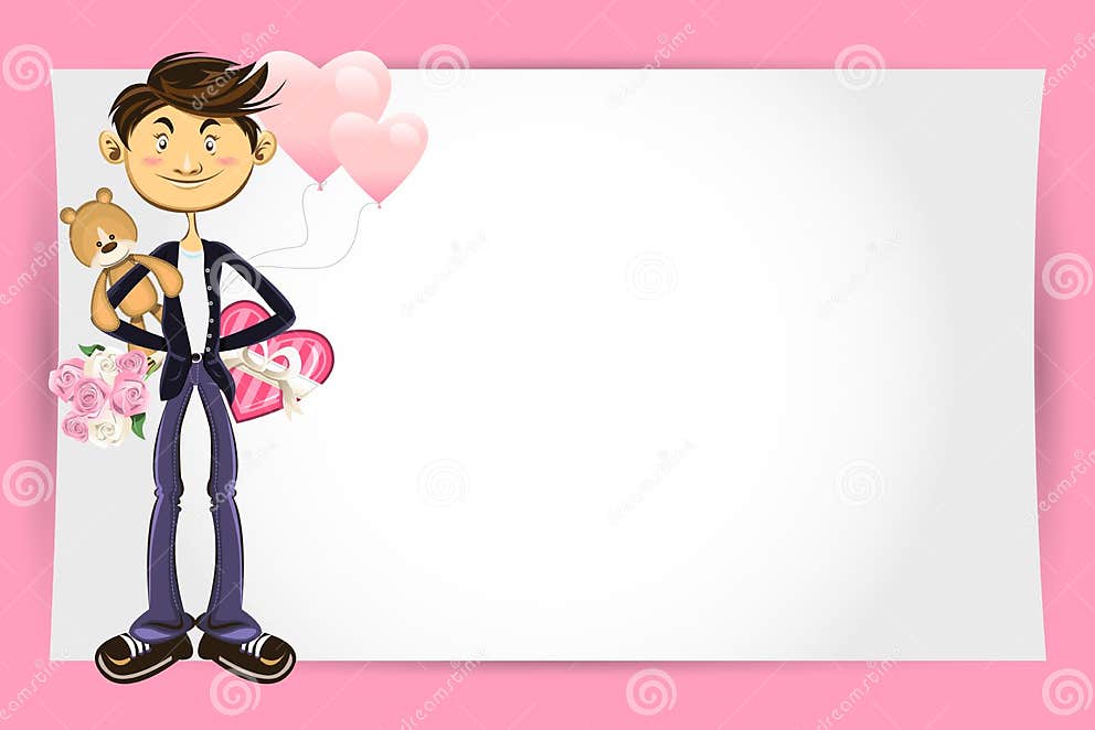 Valentine Boy Greeting Card Stock Vector - Illustration of gifts, heart ...
