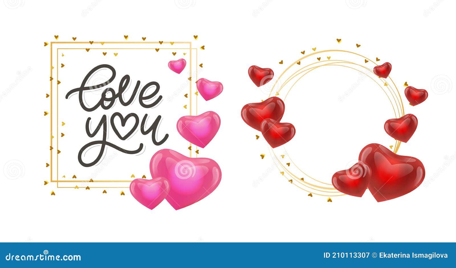 Valentine Card Love You With Calligraphic Lettering On A Red Background