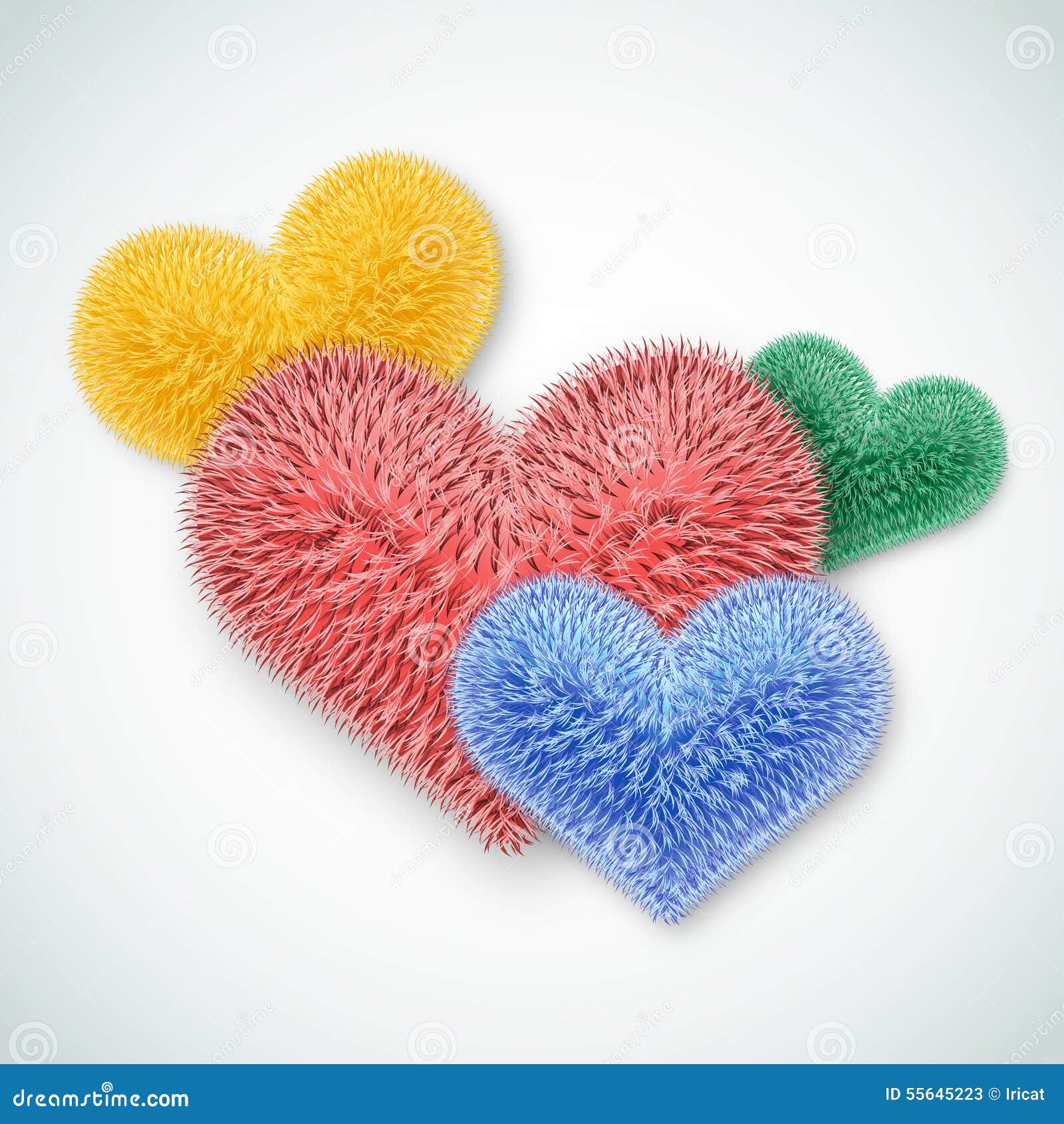 Valentine Card. Several Multi-colored Fluffy Hearts Stock Vector ...