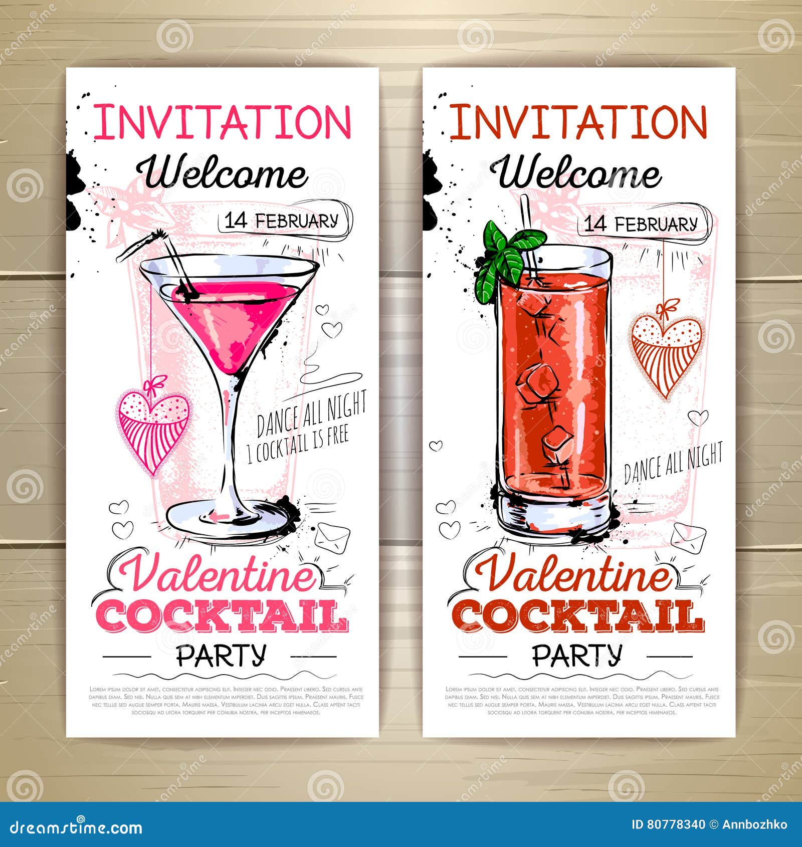 Valentine Cocktail Party Poster. Stock Vector - Illustration of heart ...