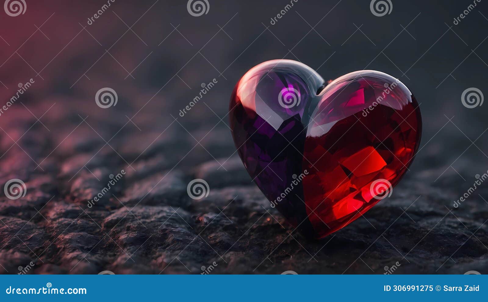 Valentine Concept. Red and Purple Heart on a Textured Surface with ...