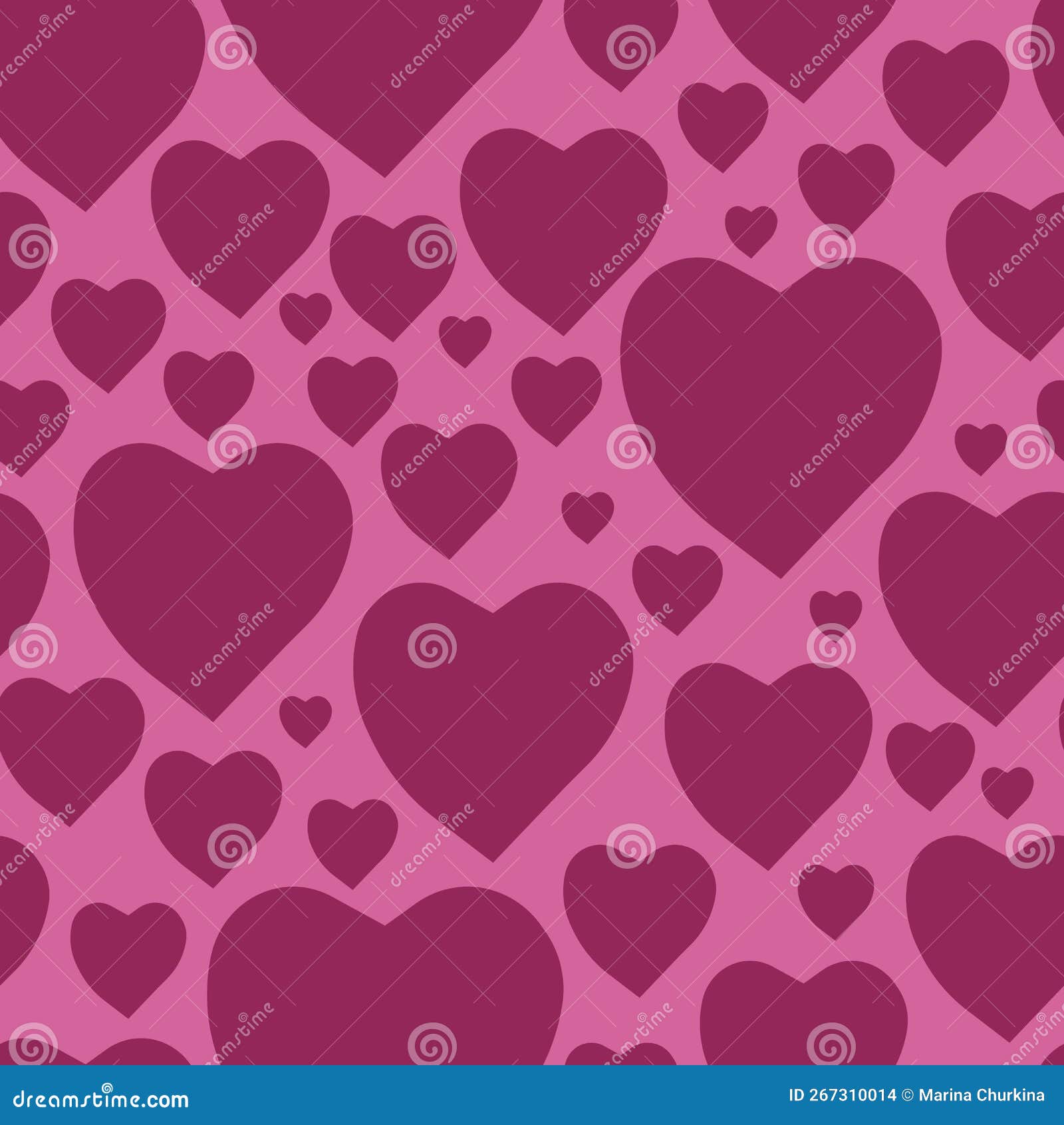 Vector Seamless Pattern with Magenta Hearts on Pink Stock Vector ...
