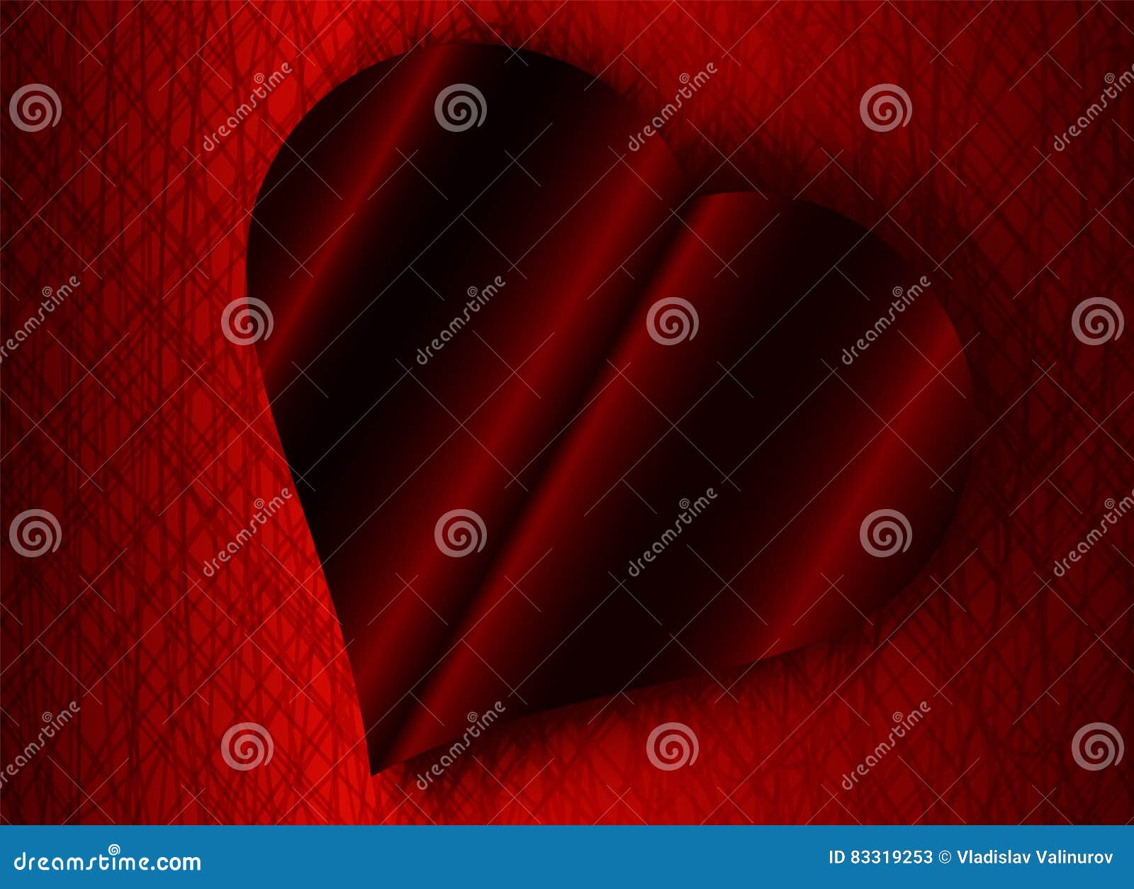 Valentine Day Black Heart a Shadow Red Background Stock Vector ...