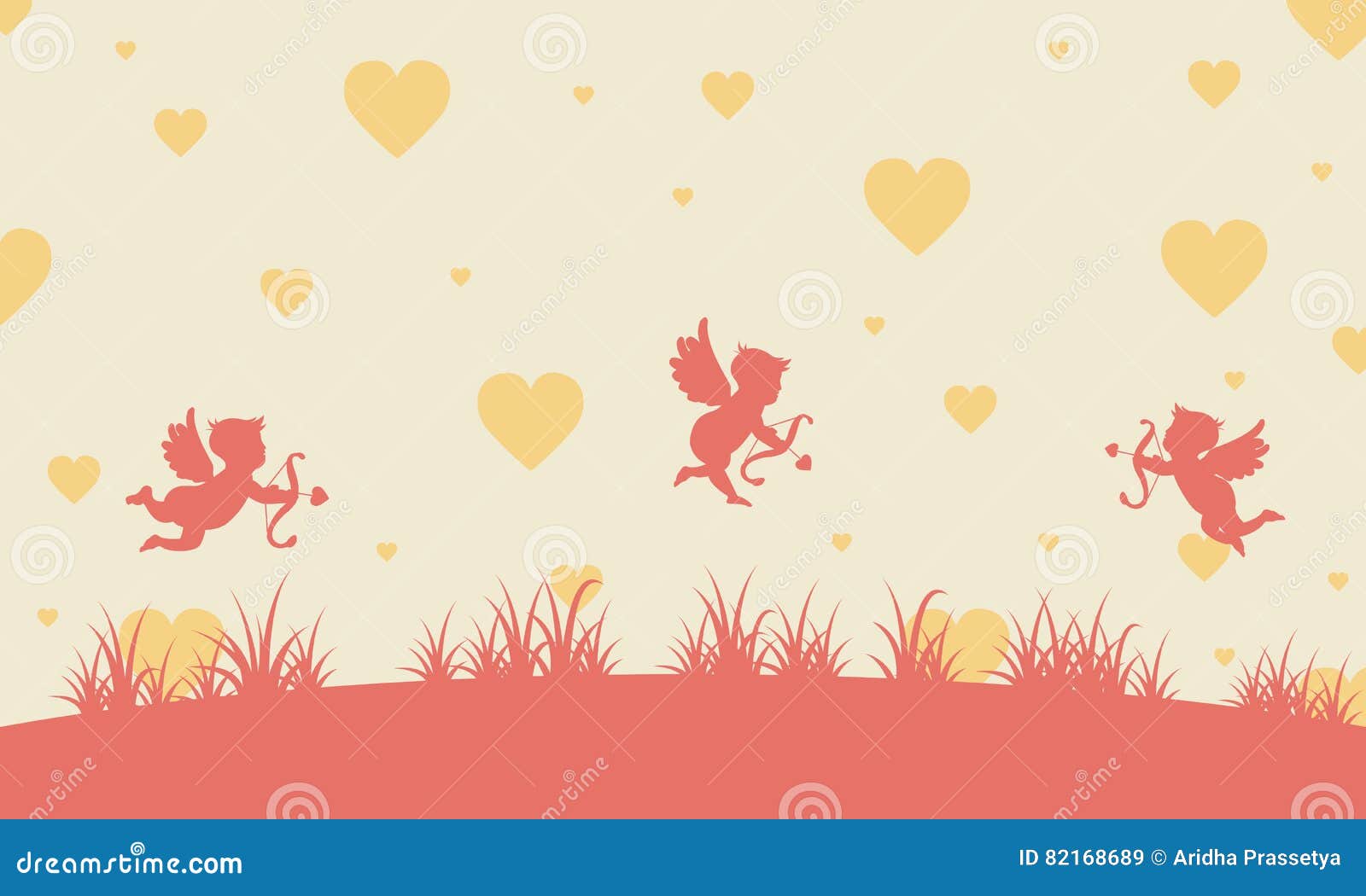 Valentine Day with Cupid Landscape Stock Vector - Illustration of ...