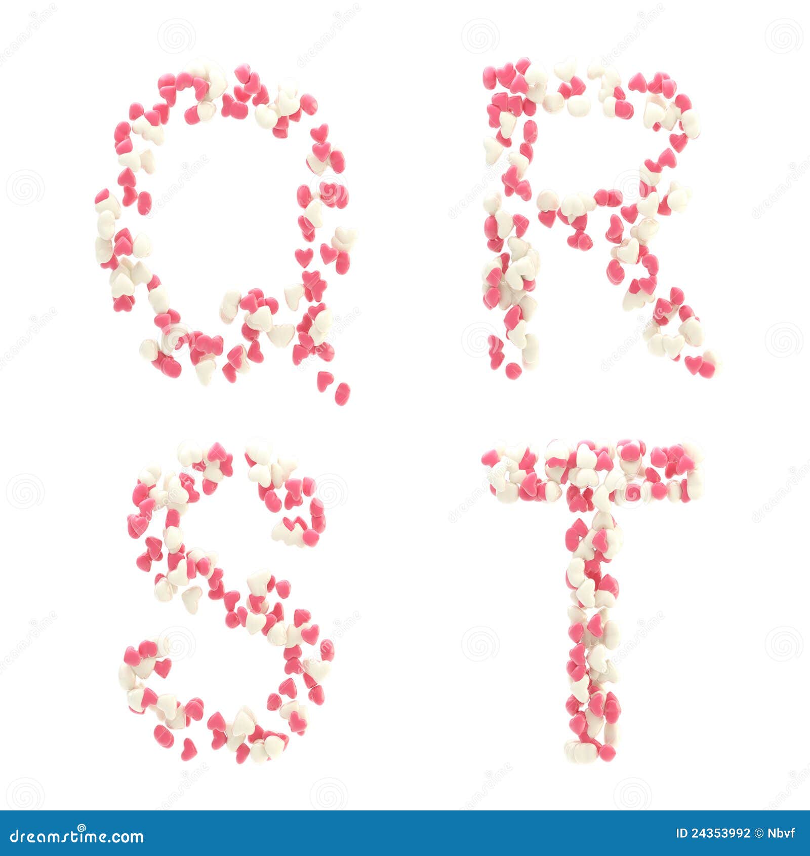 Valentine Day Love Alphabet Made of Hearts Stock Illustration ...