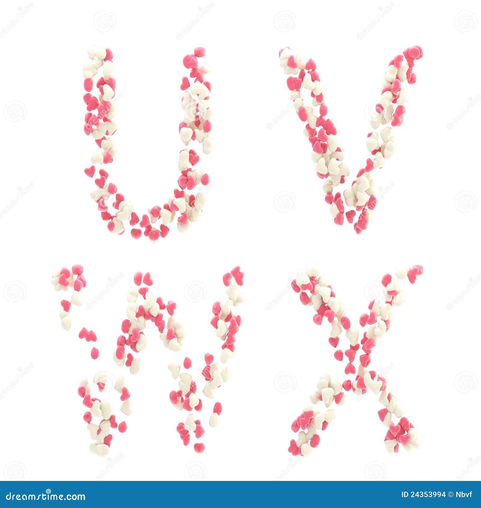 Valentine Day Love Alphabet Made of Hearts Stock Illustration ...