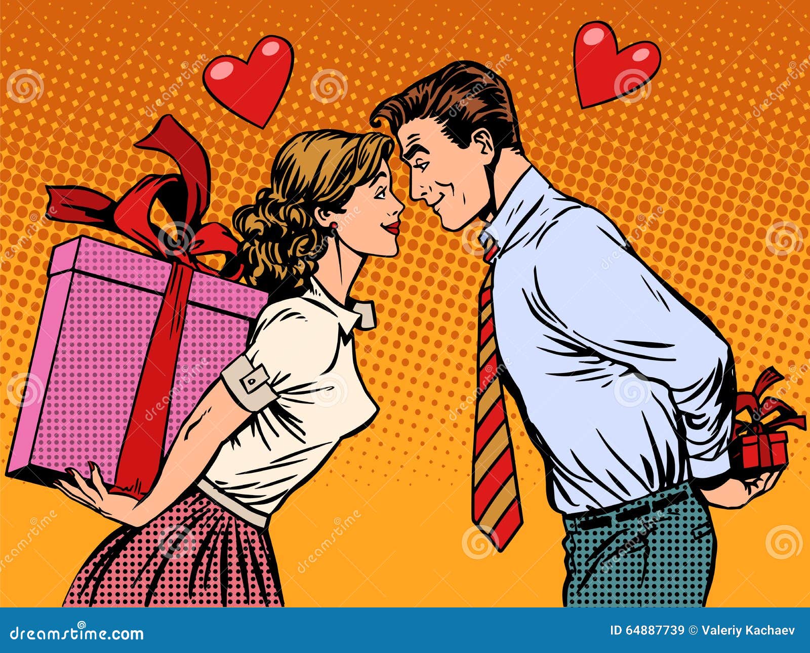 Valentine Day Lovers Man And Woman With Ts Stock Vector Image