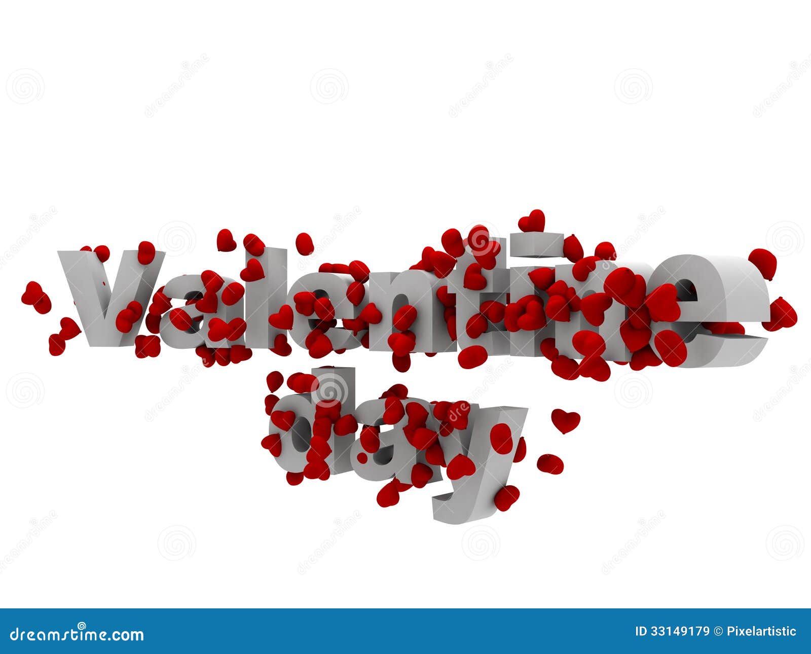 Valentine Day Text with 3d Hearts Stock Illustration - Illustration of ...