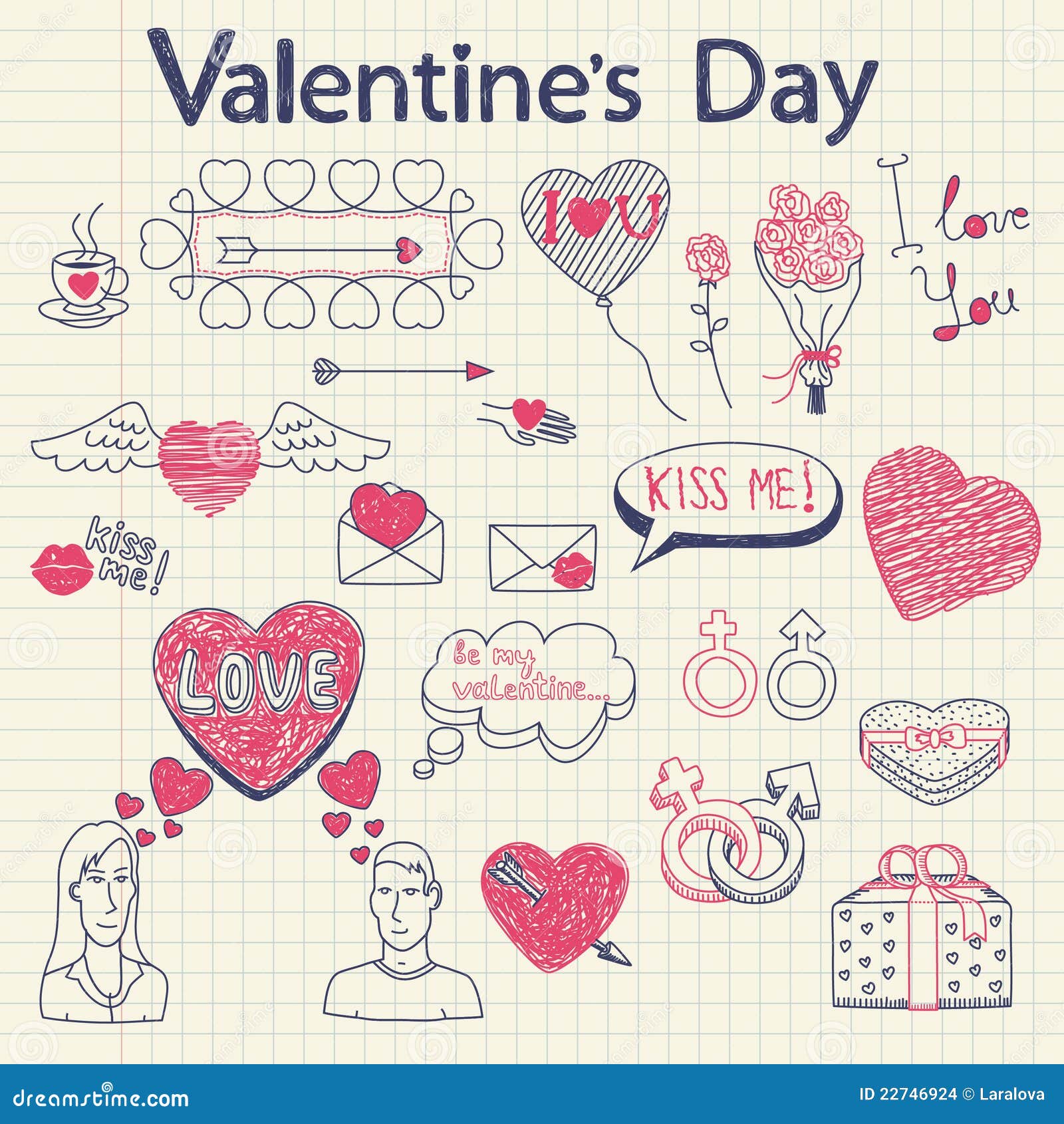 Valentine doodles set stock vector. Illustration of greeting - 22746924