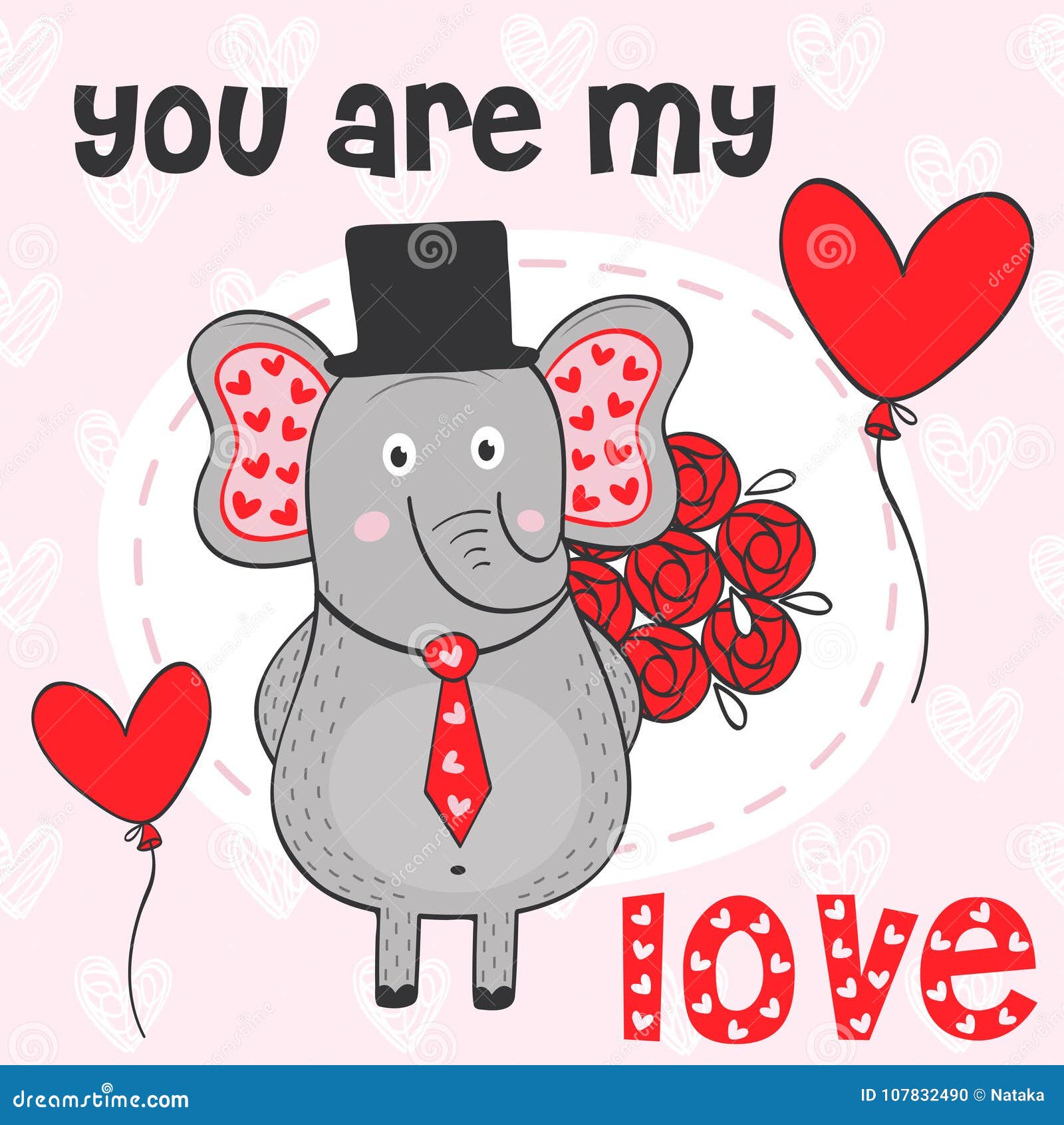 Valentine Elephant with Bouquet of Flowers Editorial Image ...