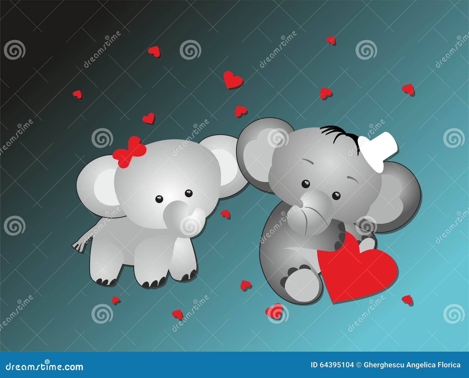 Elephant Lovers Valentine Ilustration Stock Illustration - Illustration ...