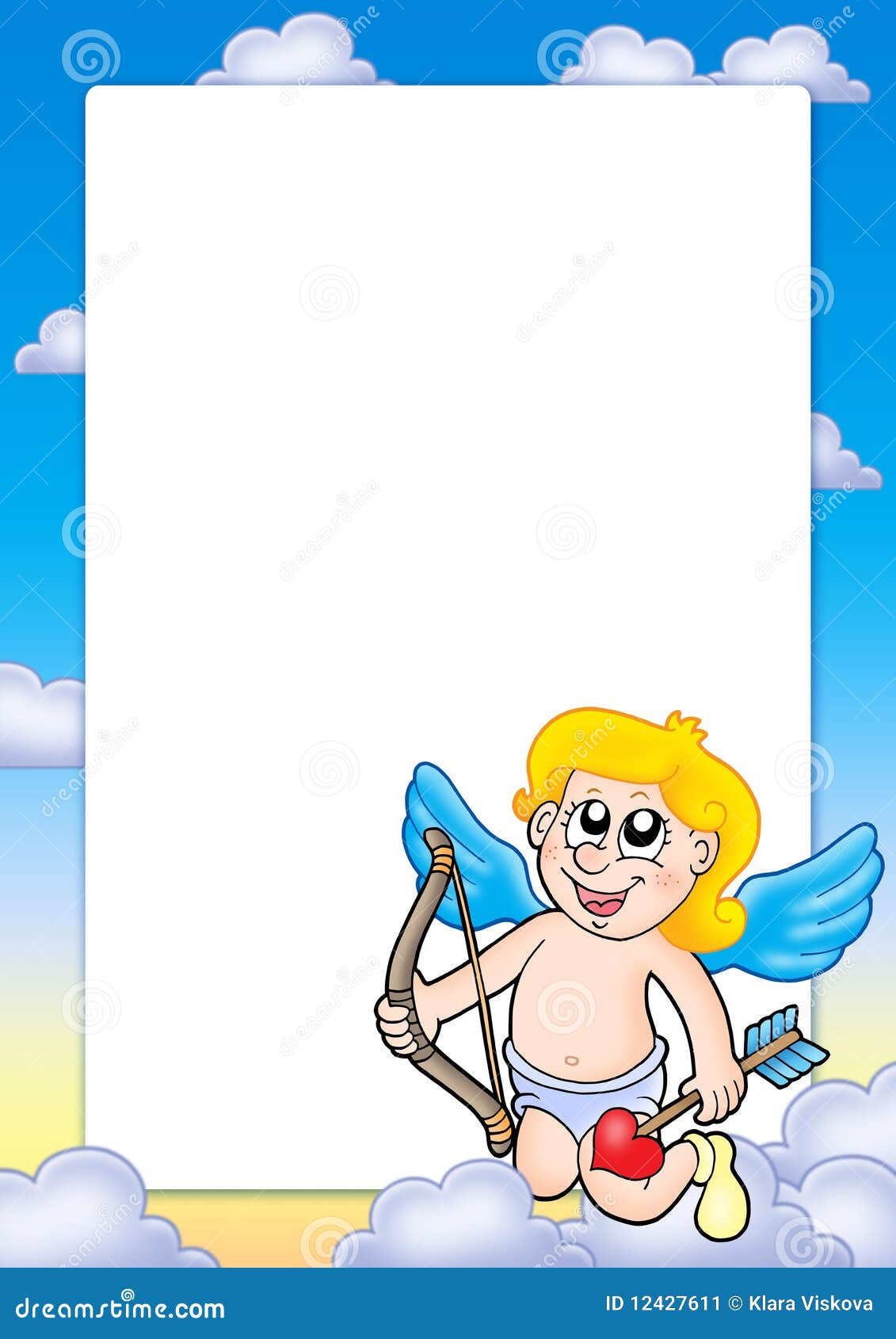 Valentine Frame with Cupid 3 Stock Illustration - Illustration of ...