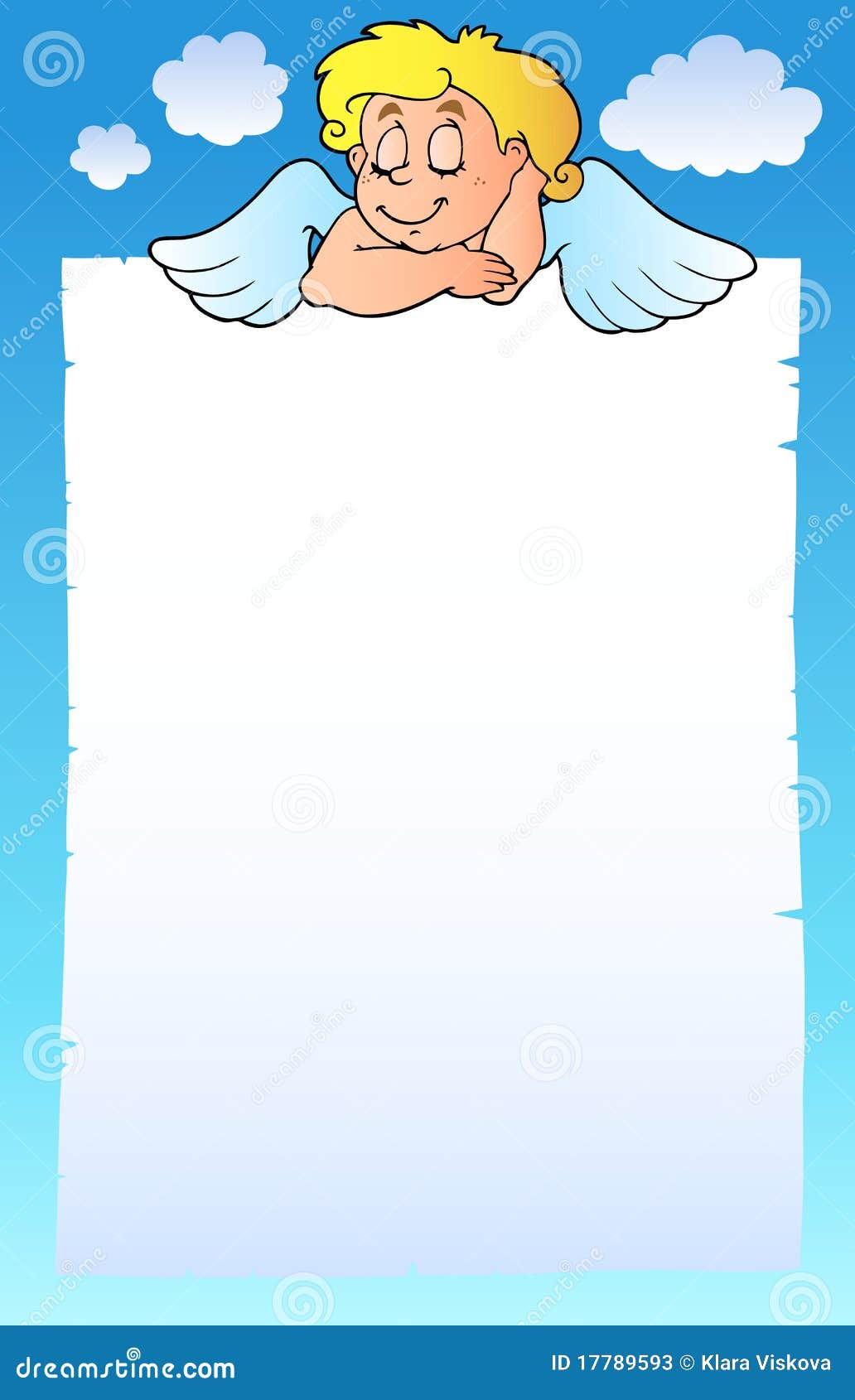 Valentine Frame with Dreaming Cupid Stock Vector - Illustration of ...