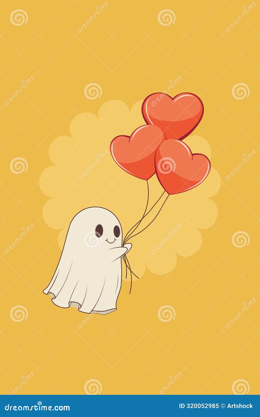 Valentine ghost with heart stock vector. Illustration of ghost - 320052985