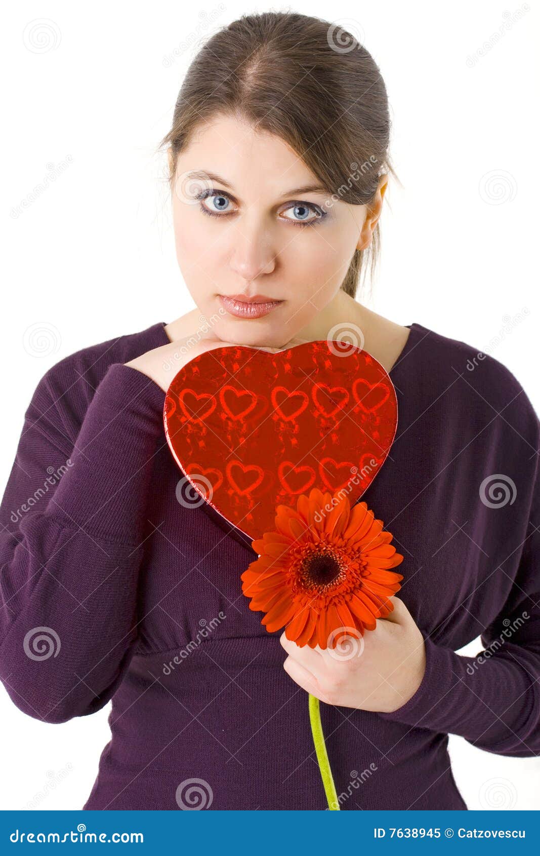 Valentine girl stock image. Image of flower, heart, romantic - 7638945