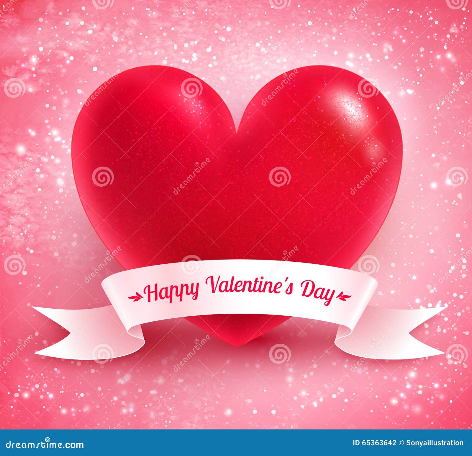 Valentine-hart Met Lintbanner Vector Illustratie - Illustration of roze ...