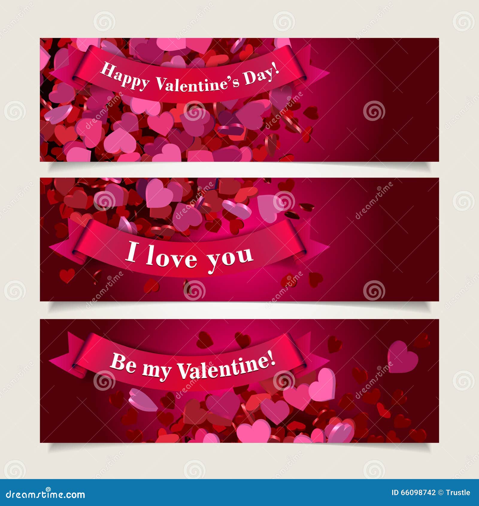 Valentine headers set stock illustration. Illustration of beautiful ...