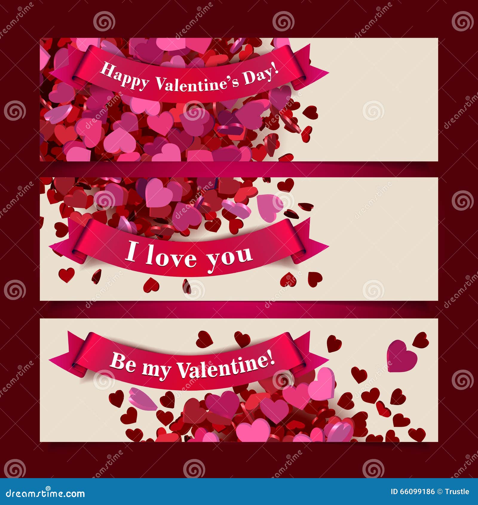 Valentine headers set stock vector. Illustration of color - 66099186