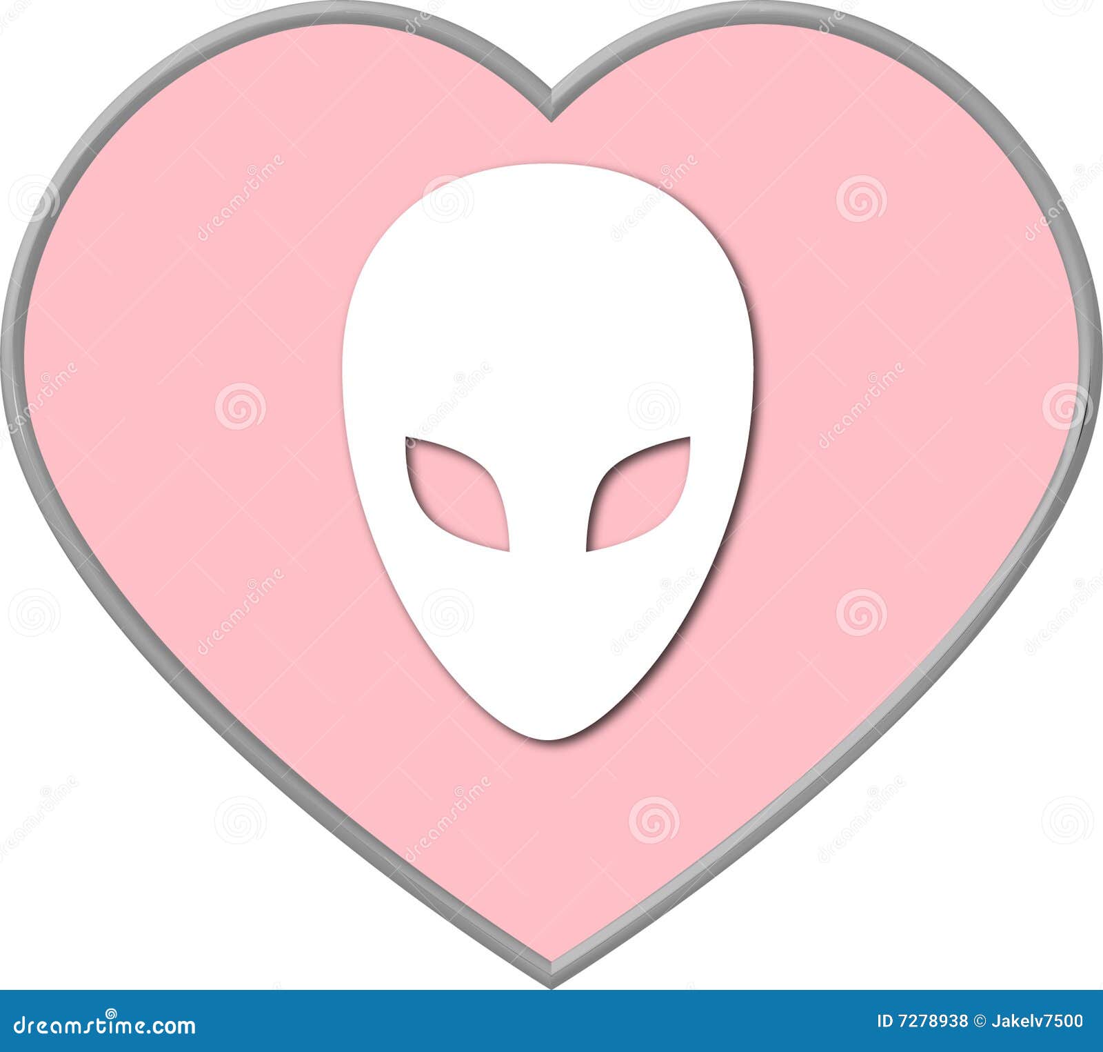 Valentine Heart with Alien Head Stock Illustration - Illustration of ...
